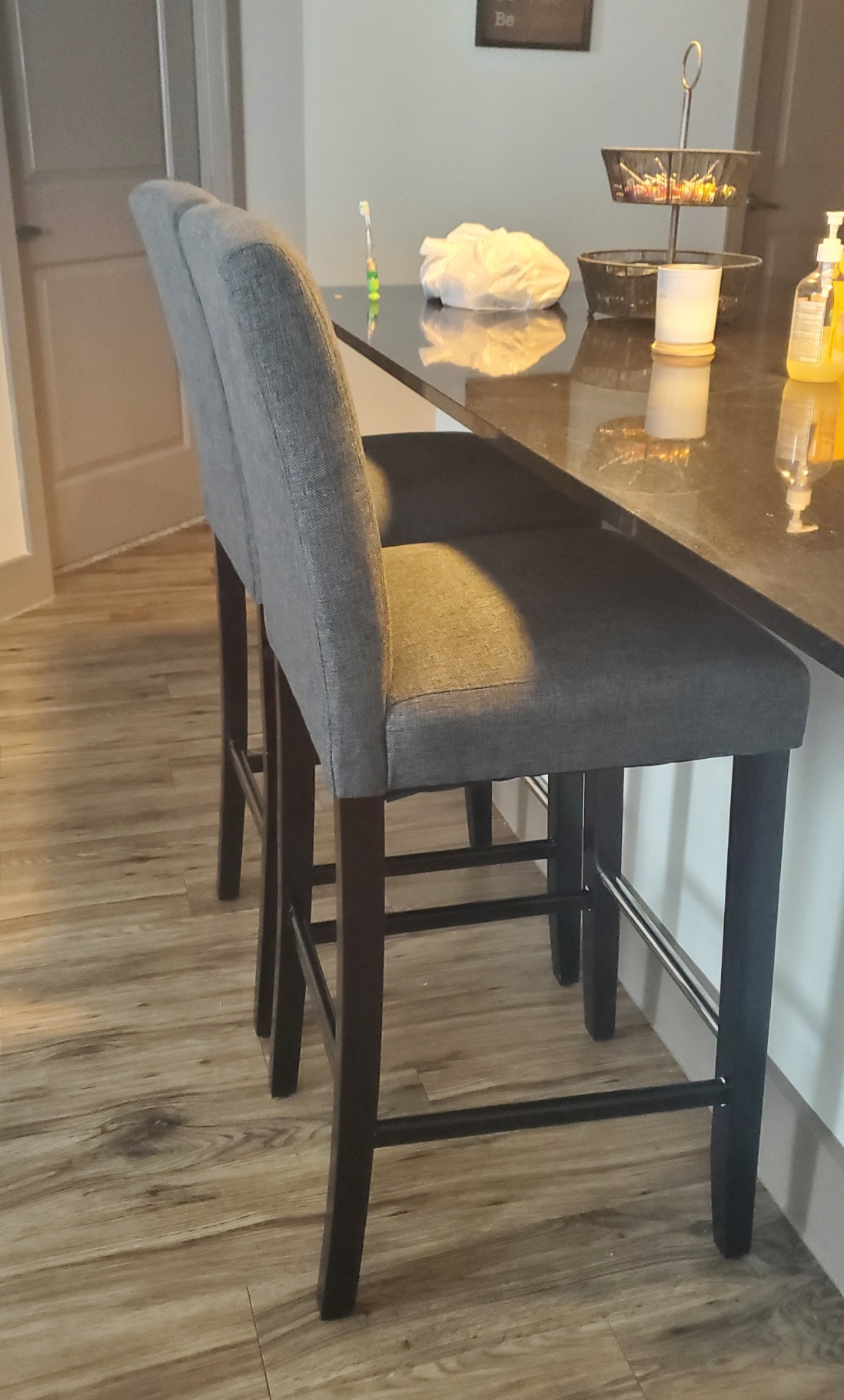 HOMCOM 2 Piece Classic Counter to Bar Height Barstool with Metal Tube ...