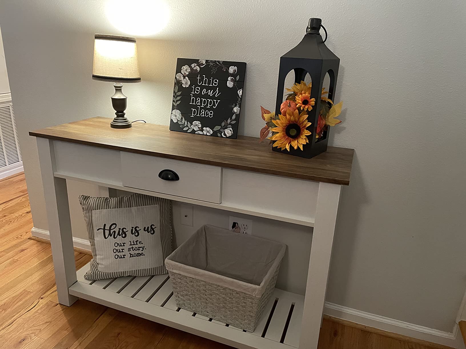 HOMCOM Console Table American Pastoral Desk with Drawer Bottom Shelf ...