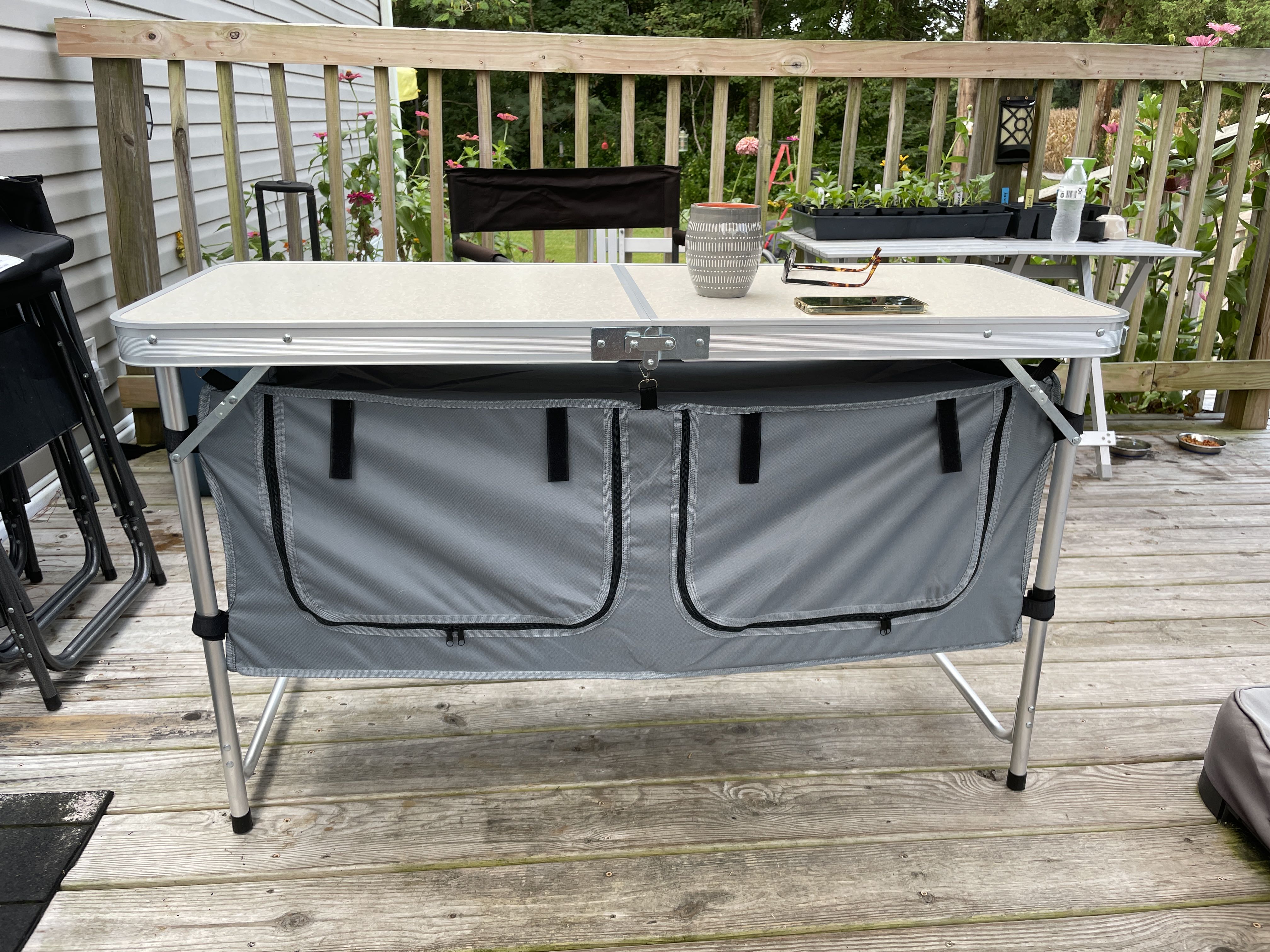 Outsunny 47" Portable Camping Table Aluminum Picnic Folding Camping ...