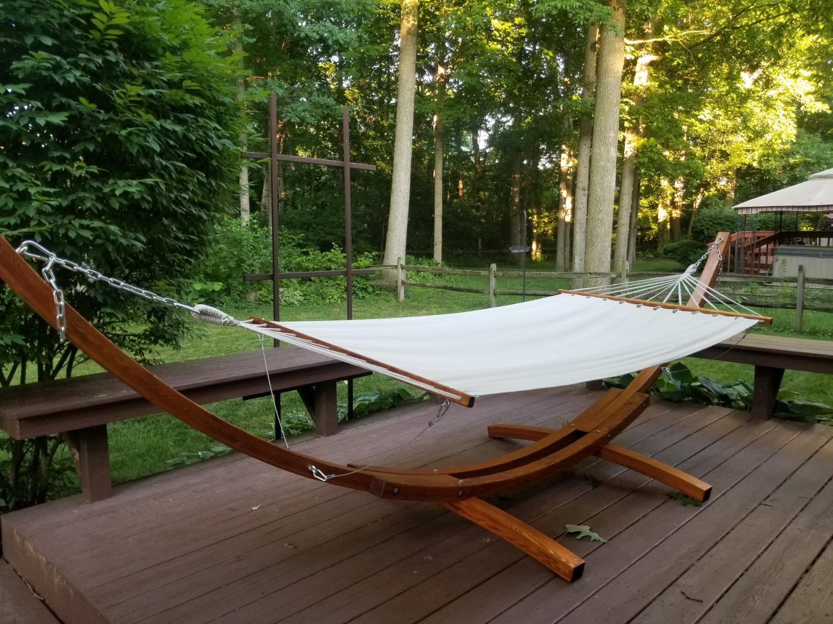 Outsunny 13 FT Outdoor Hammock with Stand, Single Bed, Arch Wooden ...