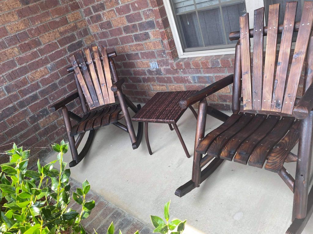 Outsunny Fir Wood Rustic Outdoor Patio Adirondack Rocking Chair Porch ...