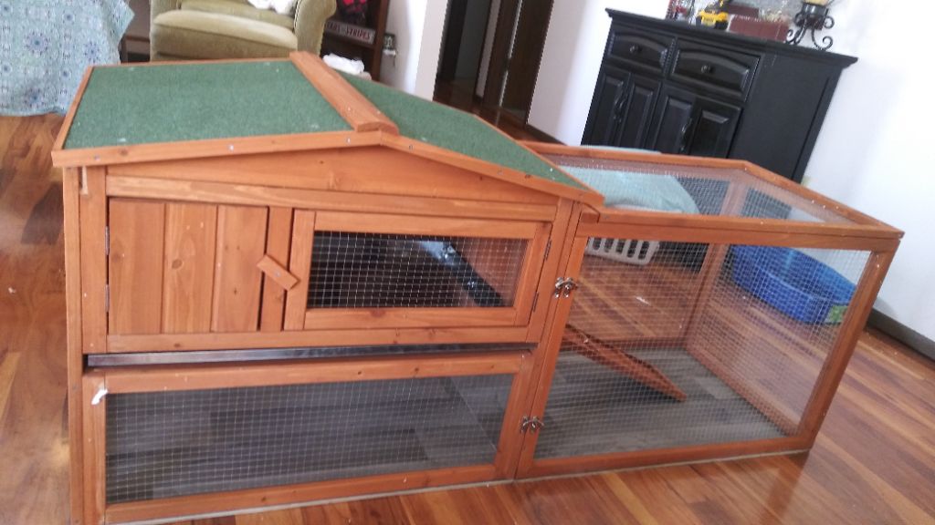 PawHut Wooden Rabbit Hutch Cage Bunny House Chicken Coop Habitats with ...
