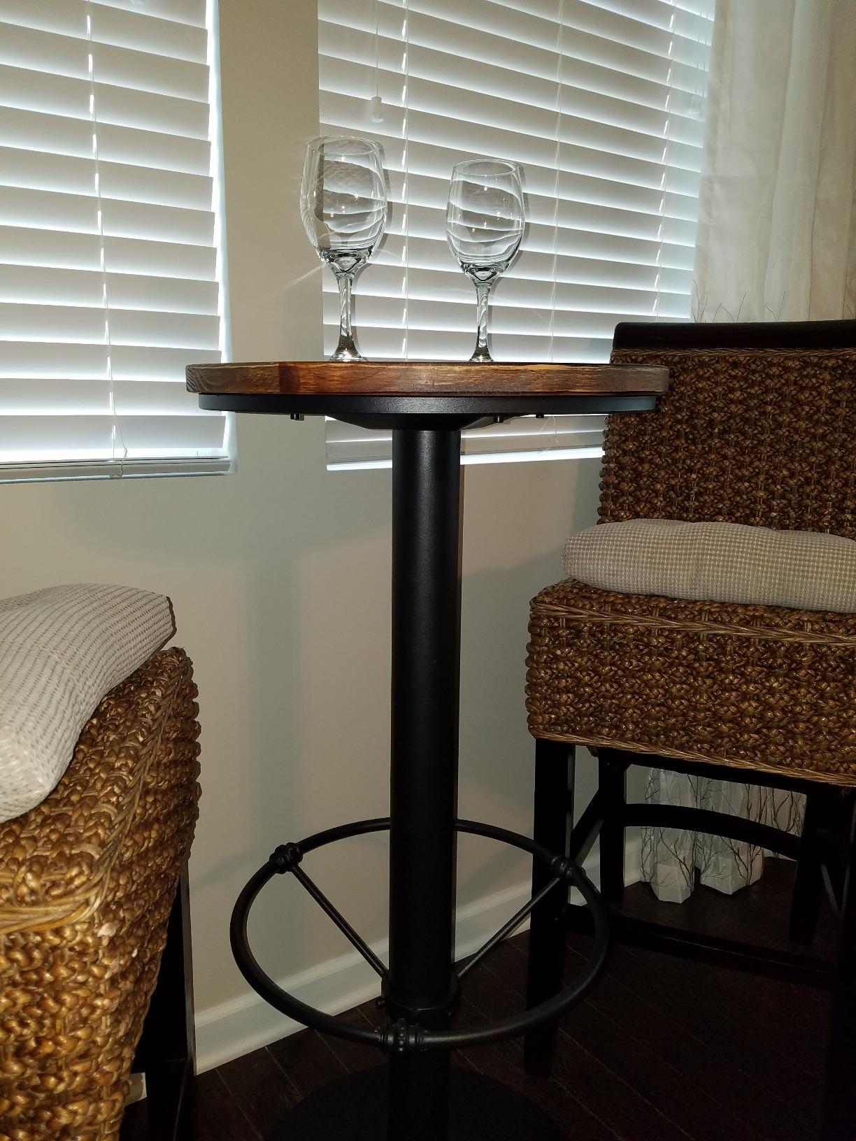HOMCOM 41.5" Rustic Bar table Industrial Metal Pine Wood Top Adjustable ...