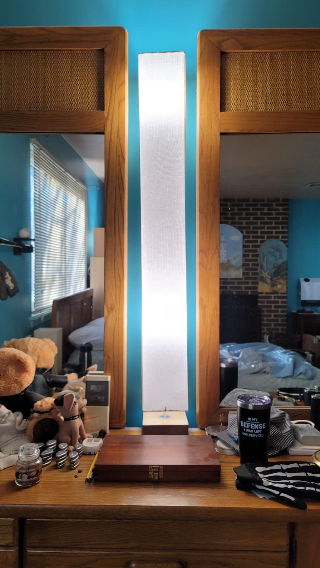 HomCom 48” Modern Free Standing Rectangle Floor Lamp With Fabric Linen ...