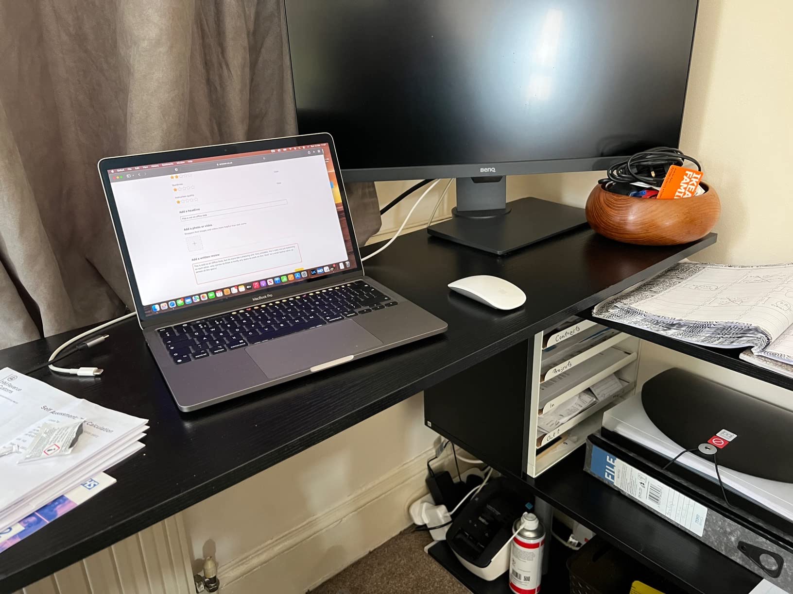 HOMCOM 55" 360° Rotating Corner Computer Desk Modern L-Shaped Home ...