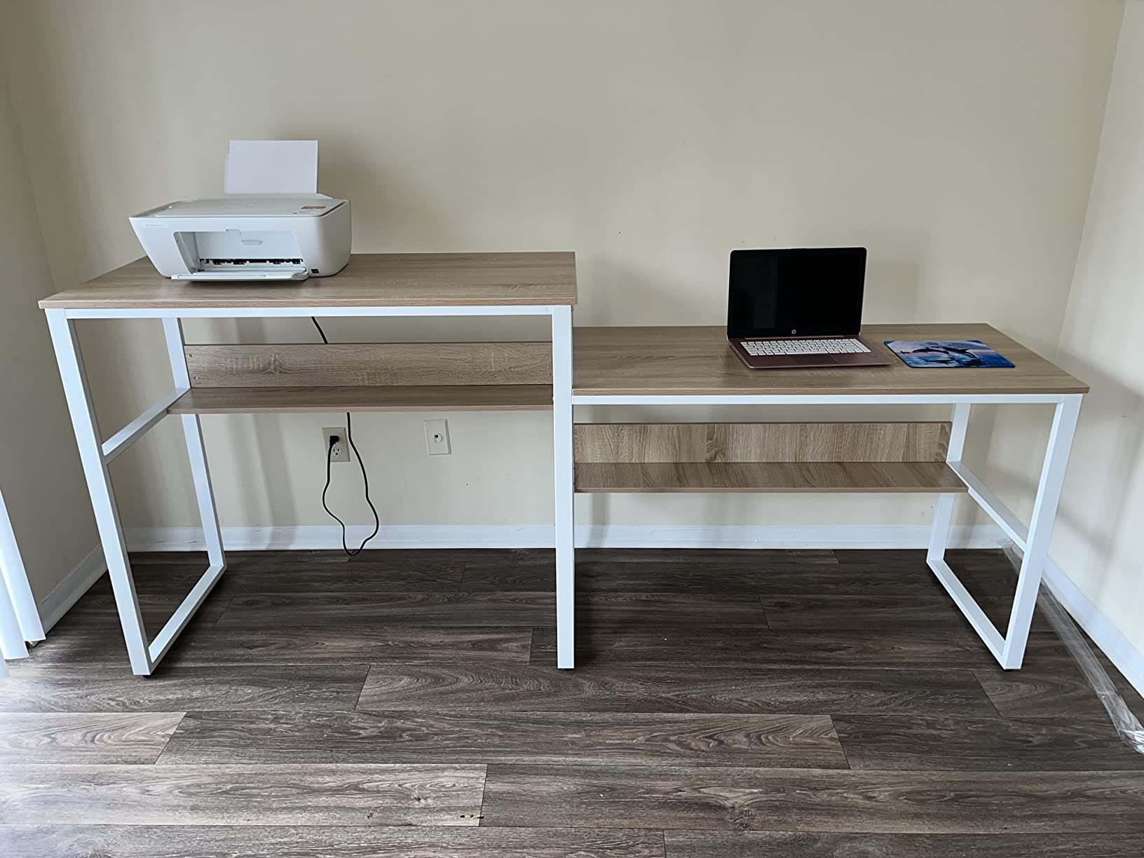 HOMCOM 86.5 Inch Two Person Desk Double Computer Table Writing Desk ...