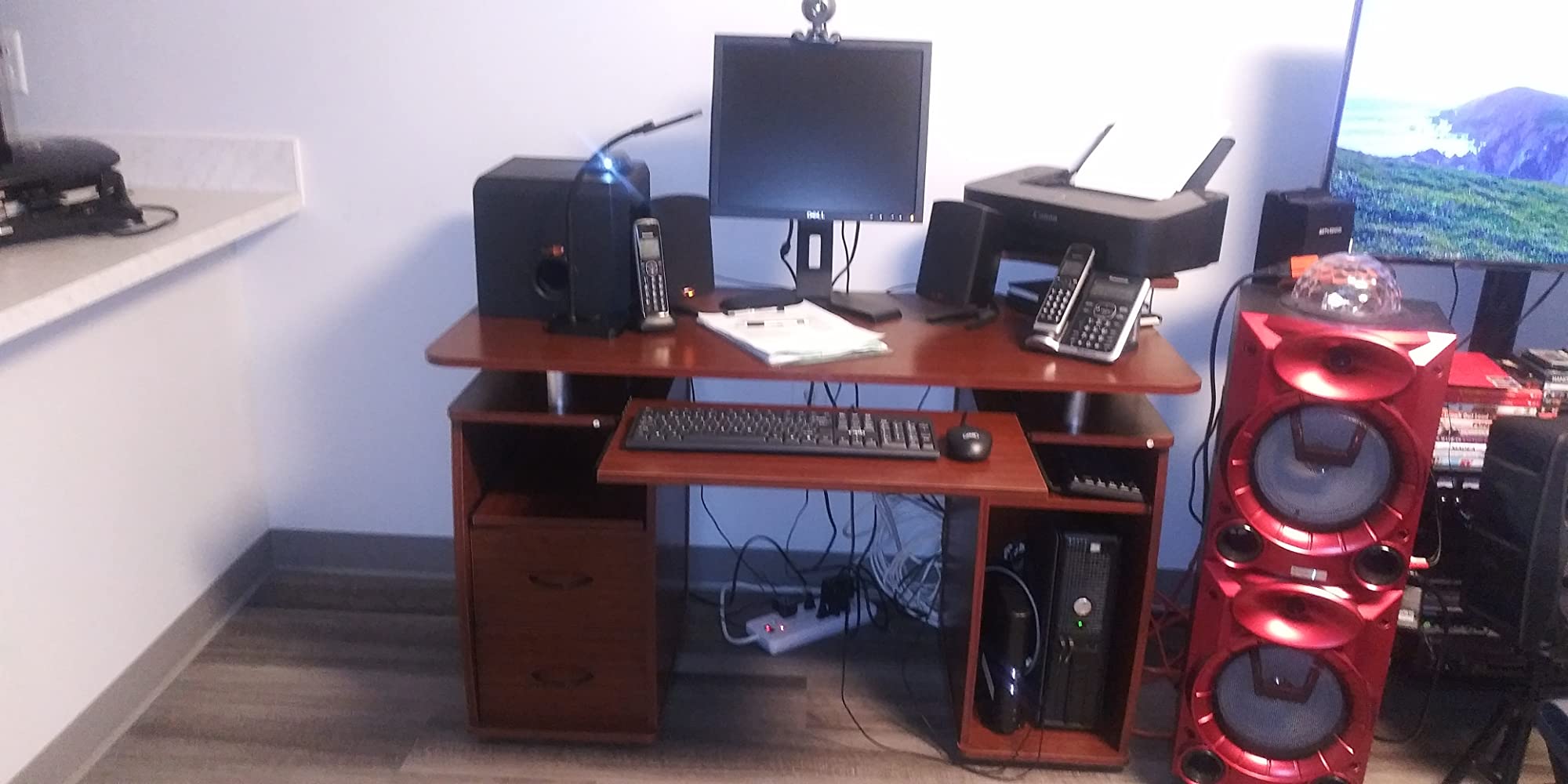 HOMCOM Multi-Function Computer Desk Home Office Workstation with ...