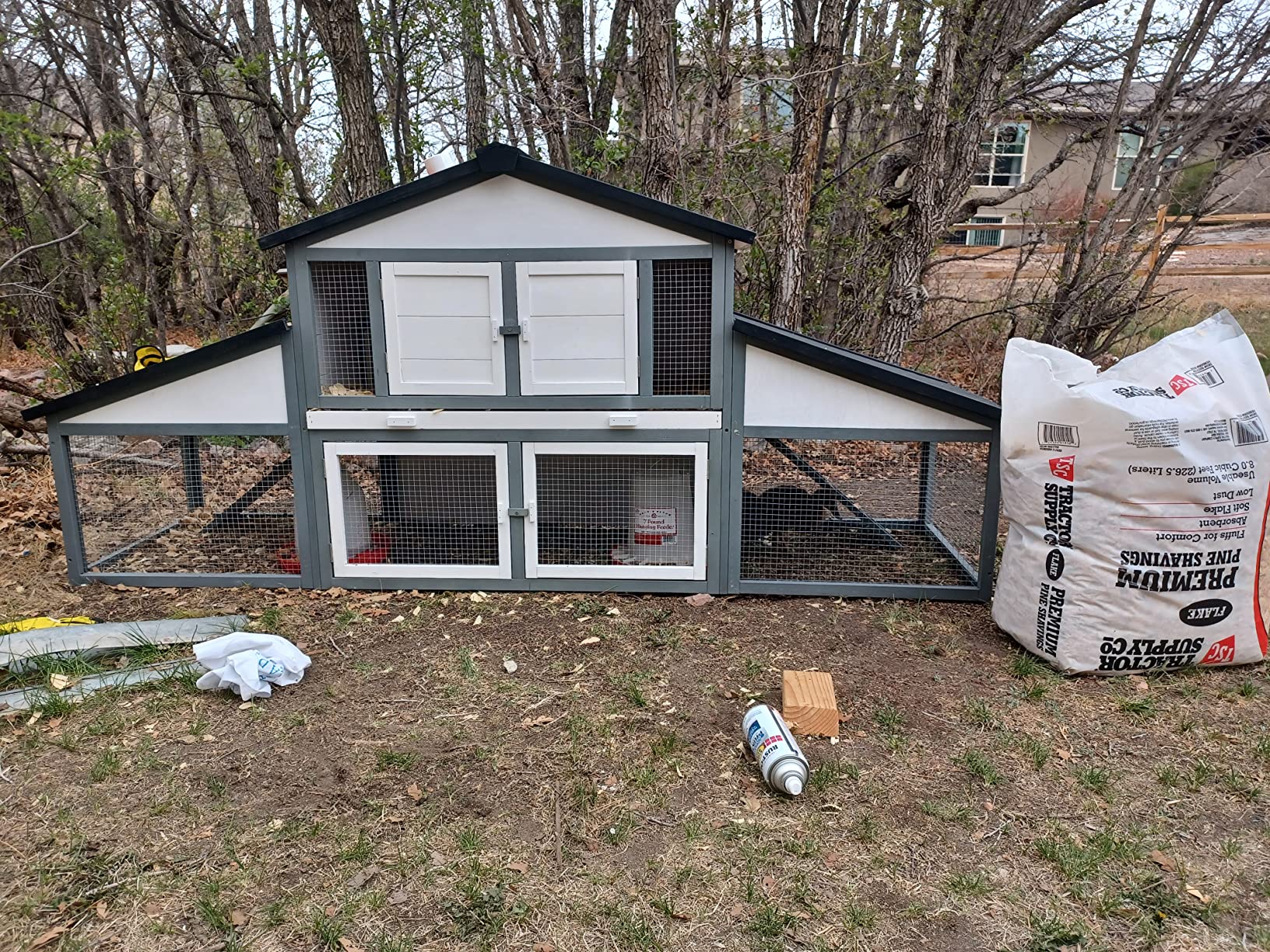 PawHut Wooden Rabbit Hutch with Outdoor Run Area Waterproof Roof and ...