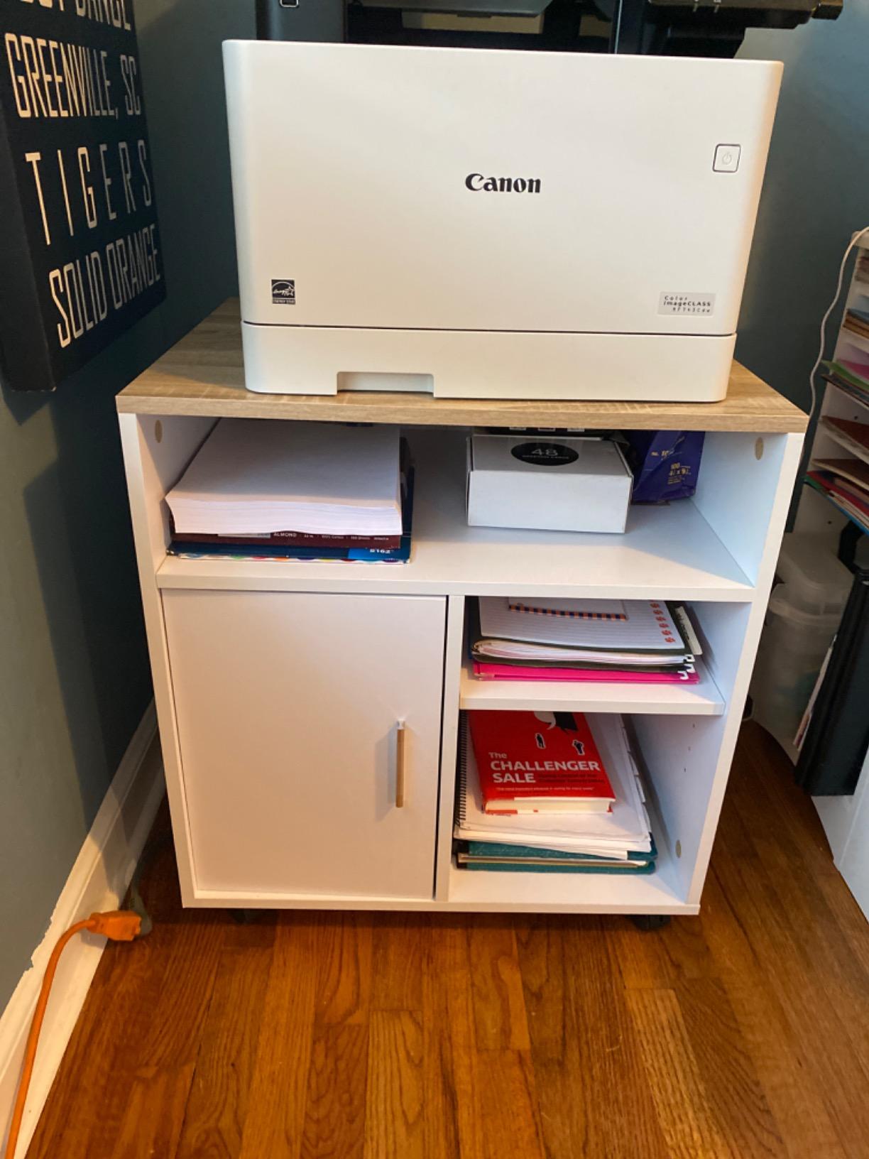 HOMCOM Printer Stand Multipurpose Moveable Filing Cabinet with Ample ...