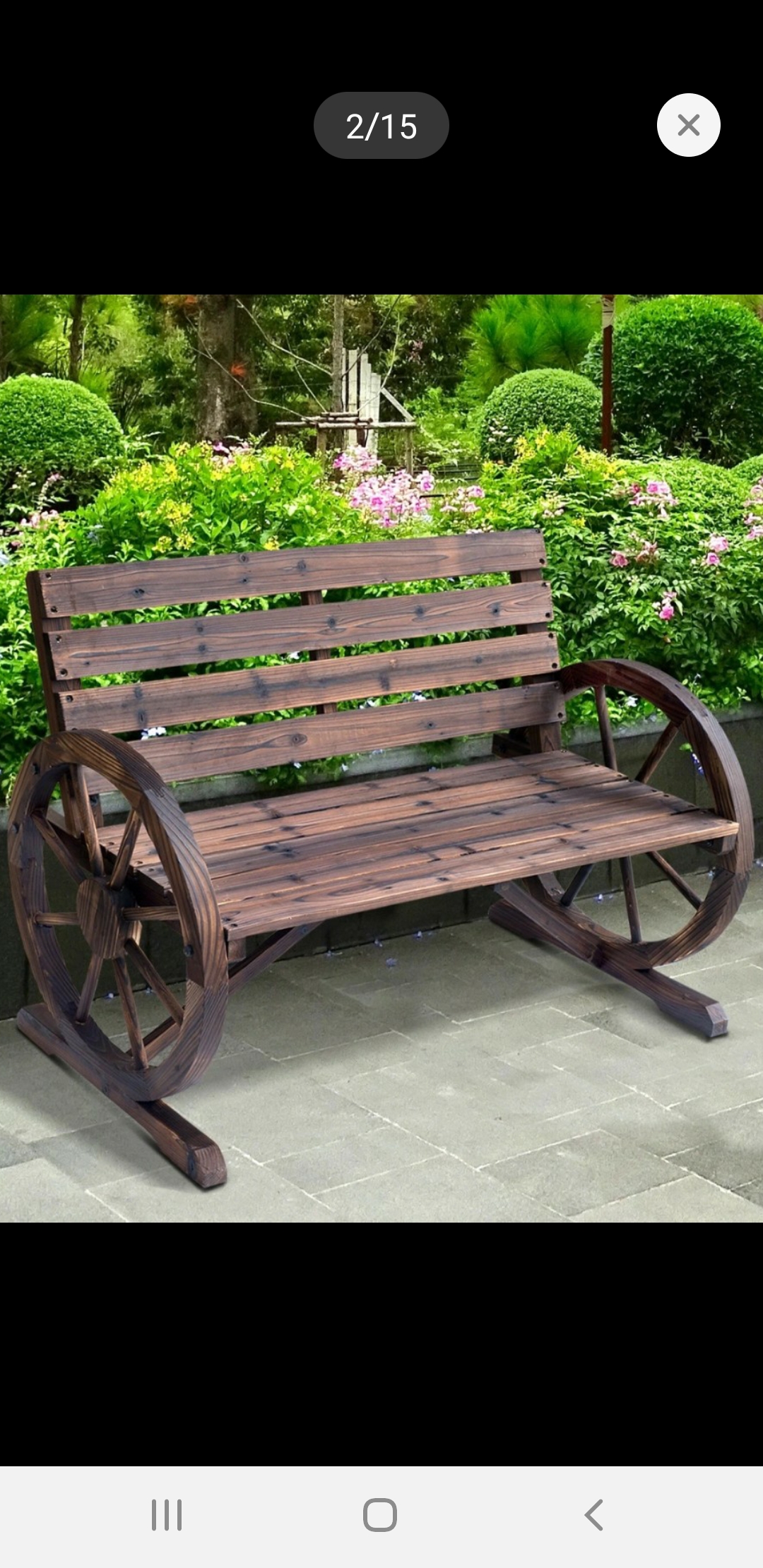 Outsunny Wooden Wagon Wheel Bench Garden Loveseat Rustic Outdoor Park ...