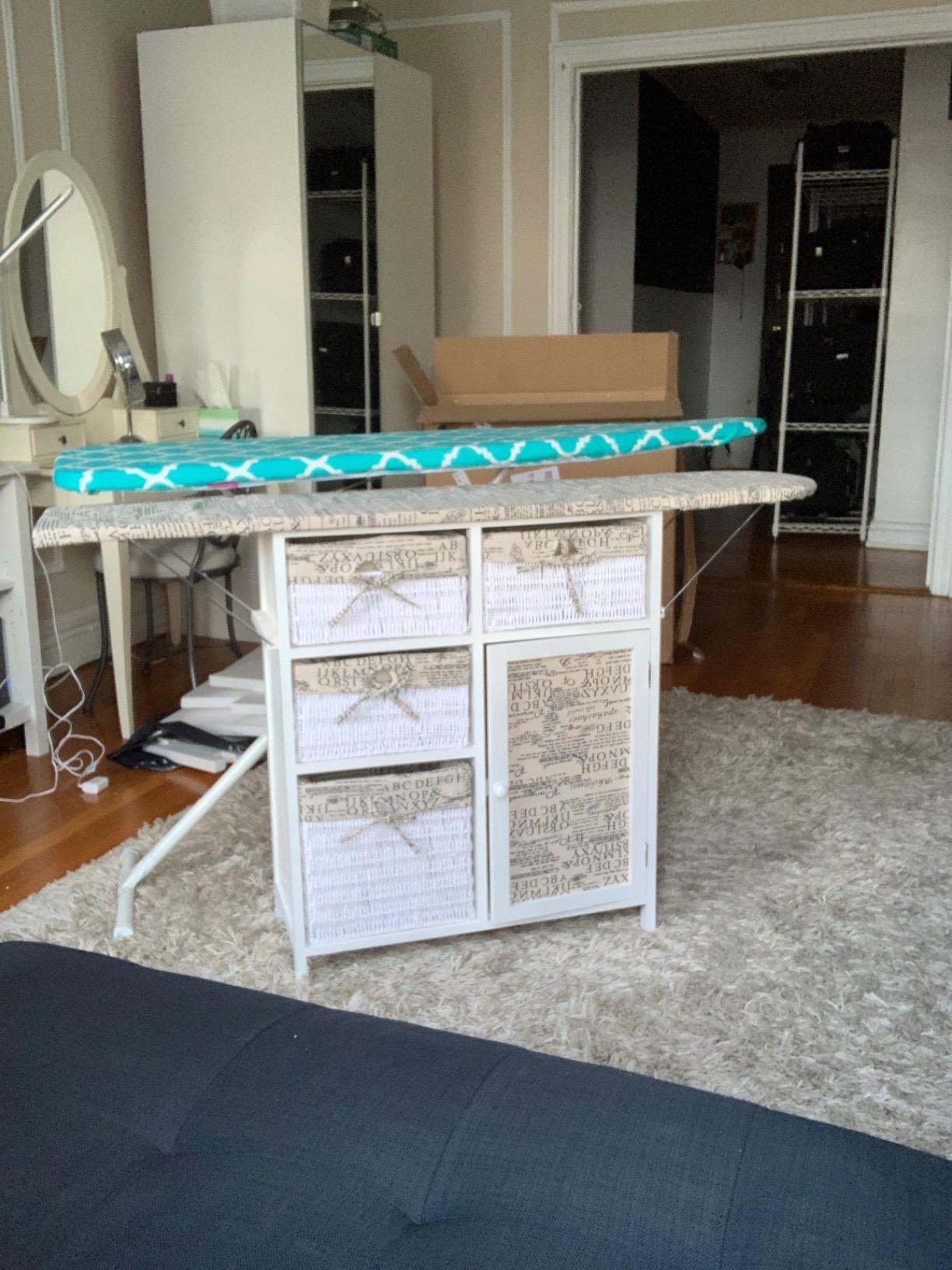 HOMCOM Drop Leaf Ironing Board With Shelves and Storage Boxes ...