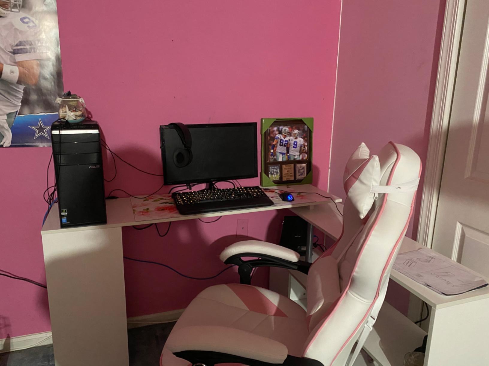 HOMCOM 55" 360° Rotating Corner Computer Desk Modern L-Shaped Home ...