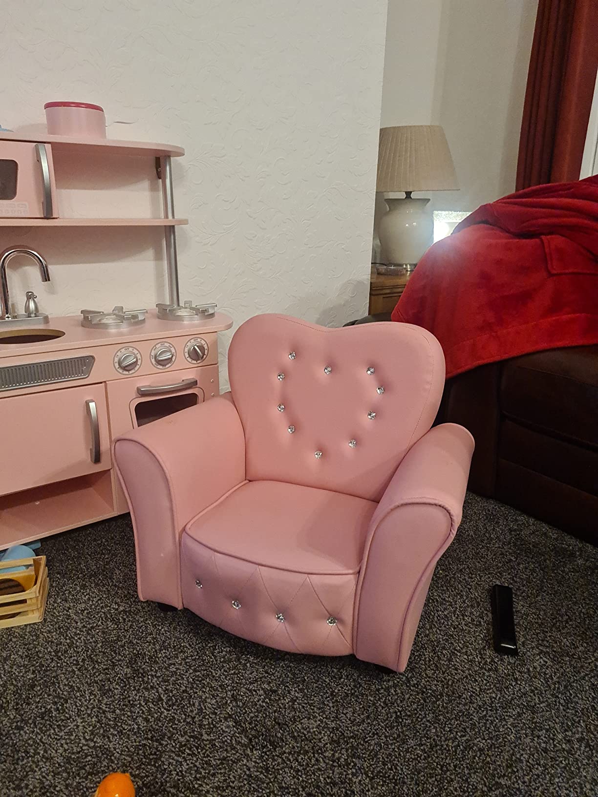 Qaba Kids Sofa Toddler Tufted Upholstered Sofa Chair Princess Couch ...