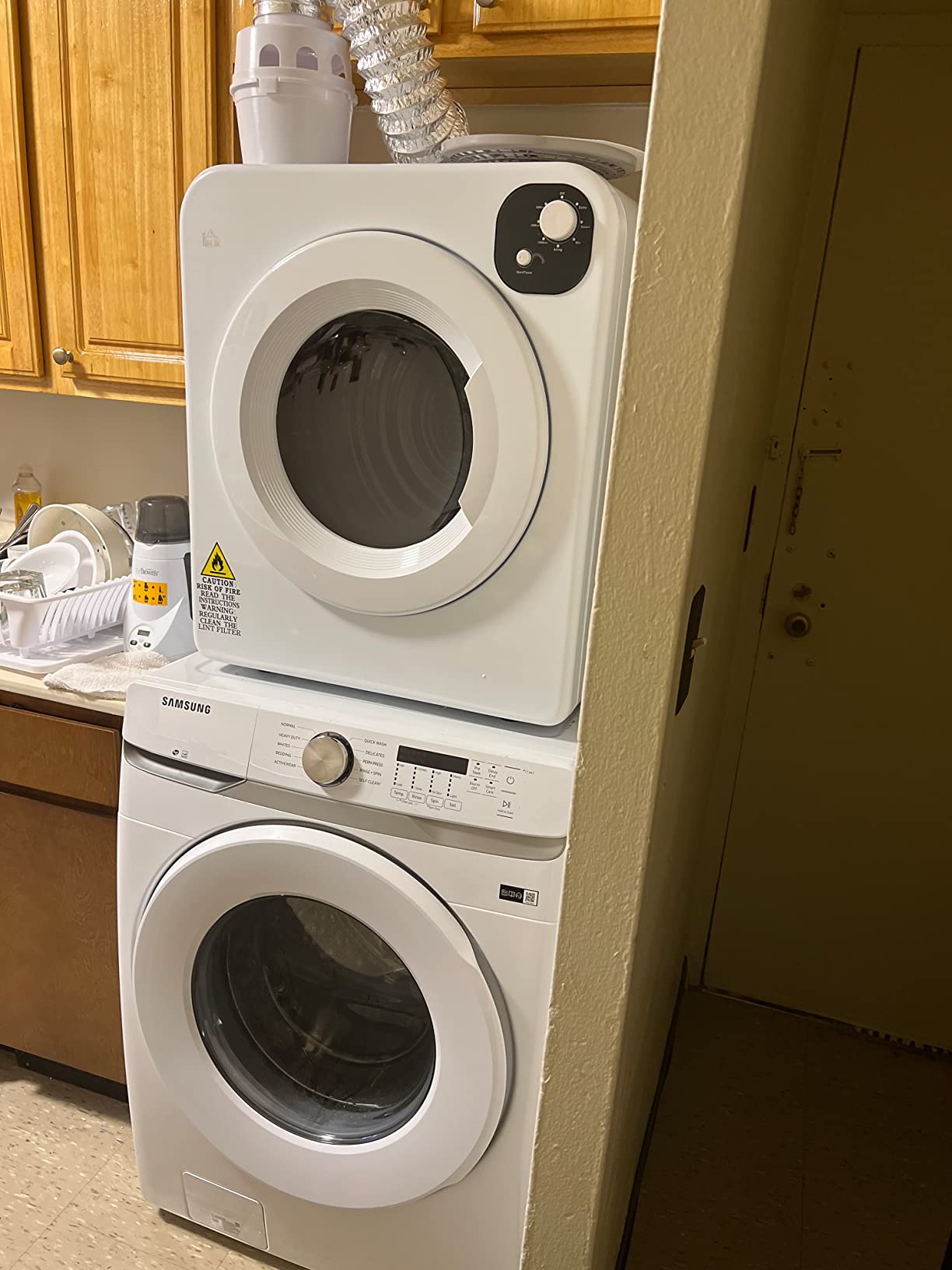 HOMCOM Compact Laundry Dryer Machine, 1300W, 3.22Cu. Ft. Electric ...