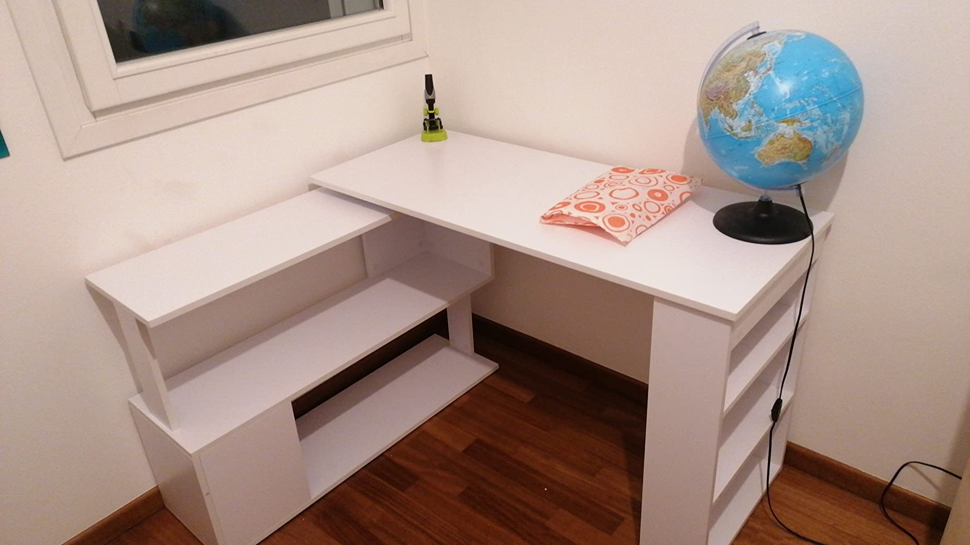 HOMCOM 360° Rotating Home Office Desk L Shaped Corner Computer Desk ...