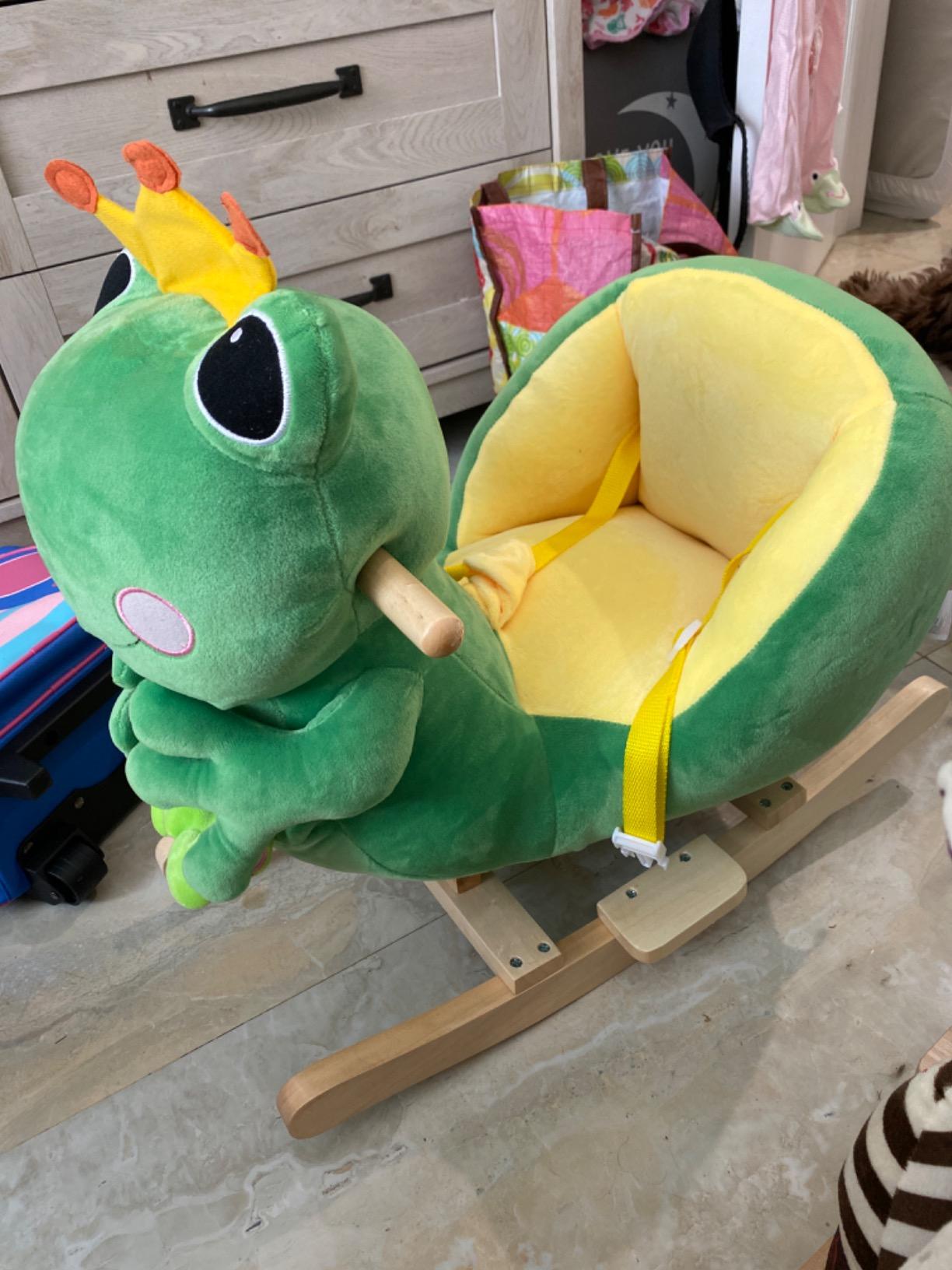 Qaba Kids Ride-On Rocking Horse Toy Frog Style Rocker with Fun Music ...