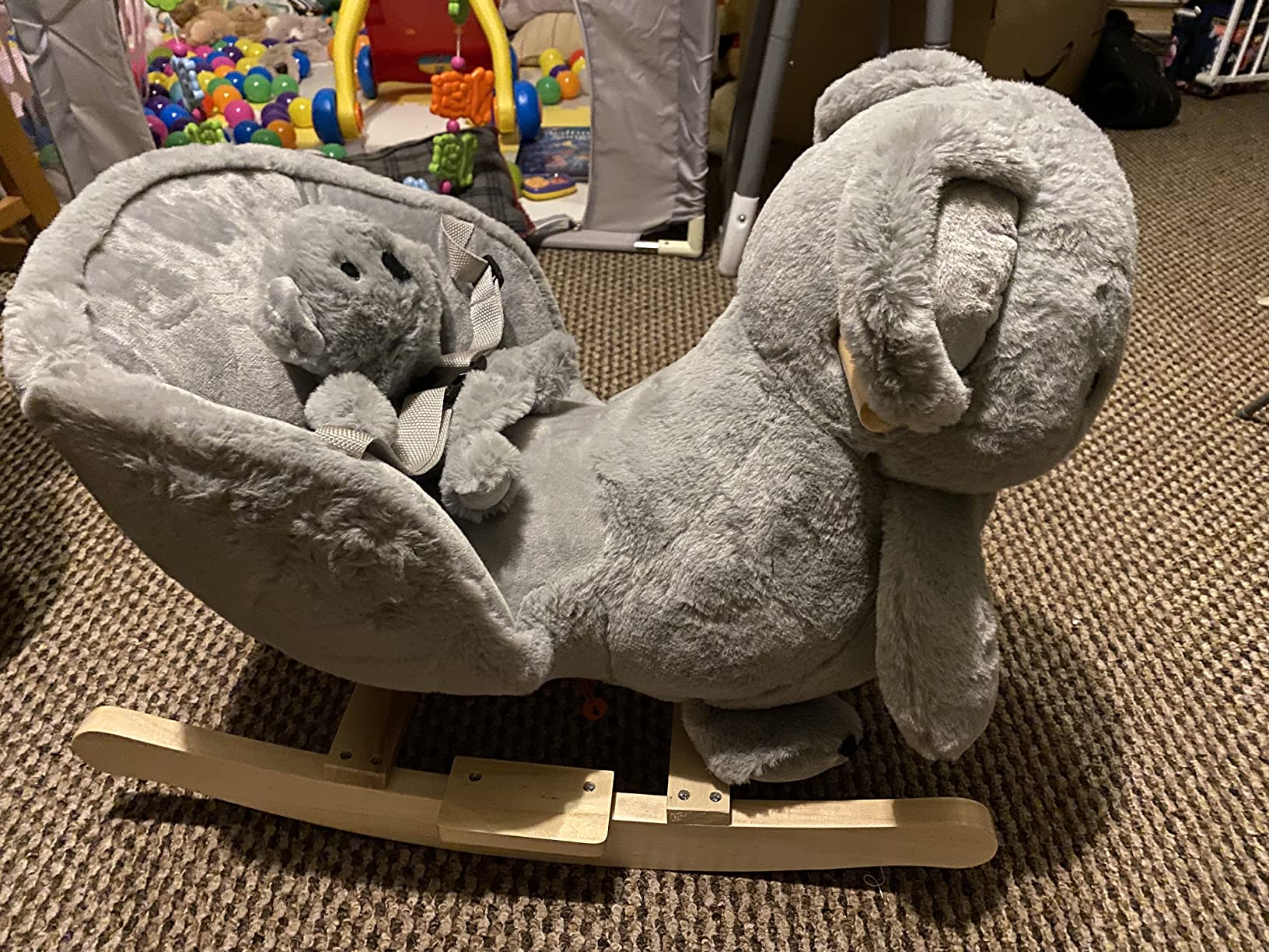 Qaba Kids Plush Ride-On Rocking Horse Koala-shaped Plush Toy Rocker ...