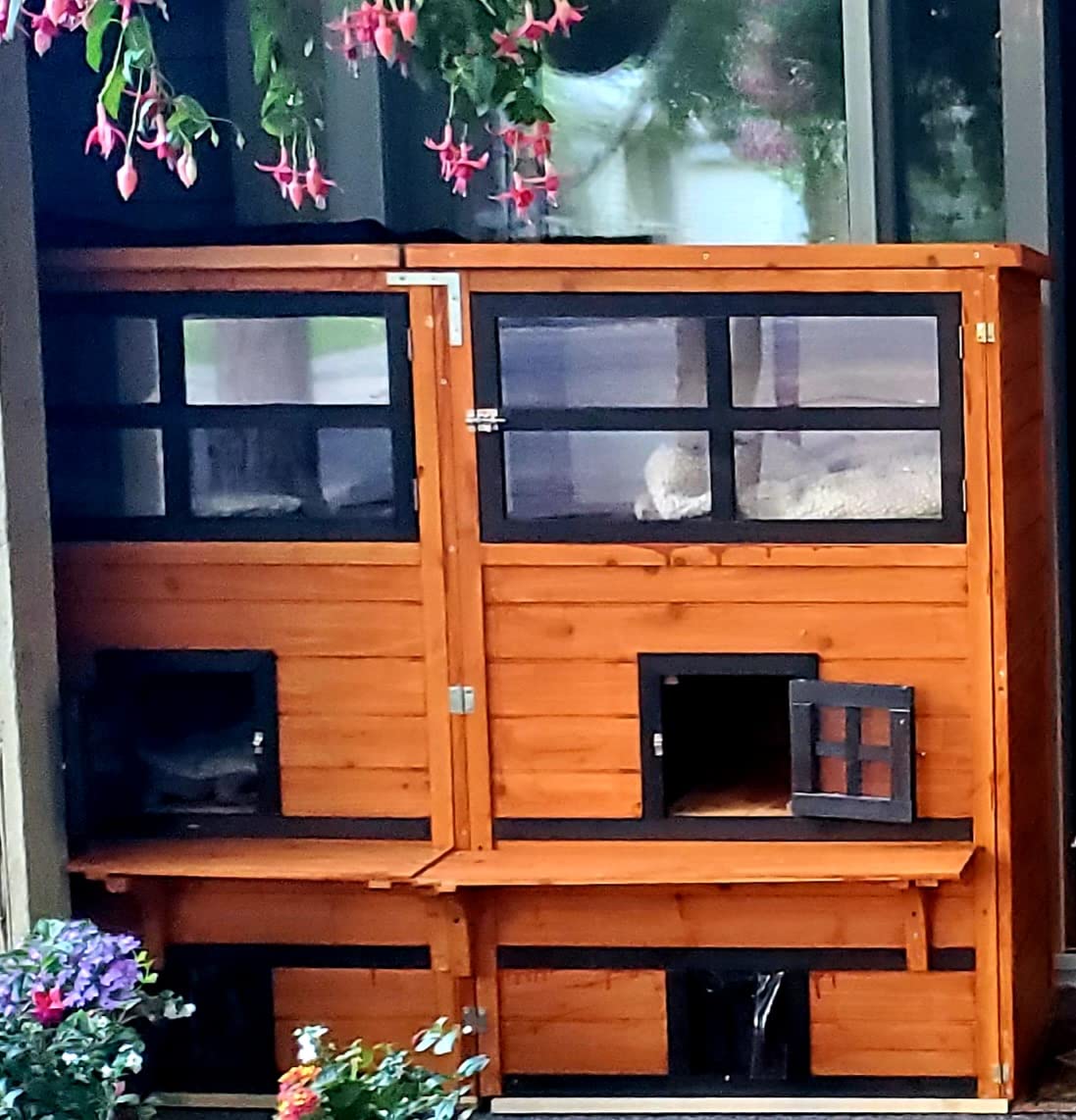 PawHut Feral Cat House Outdoor Pet Condo, 3-Tier Kitty Shelter with ...