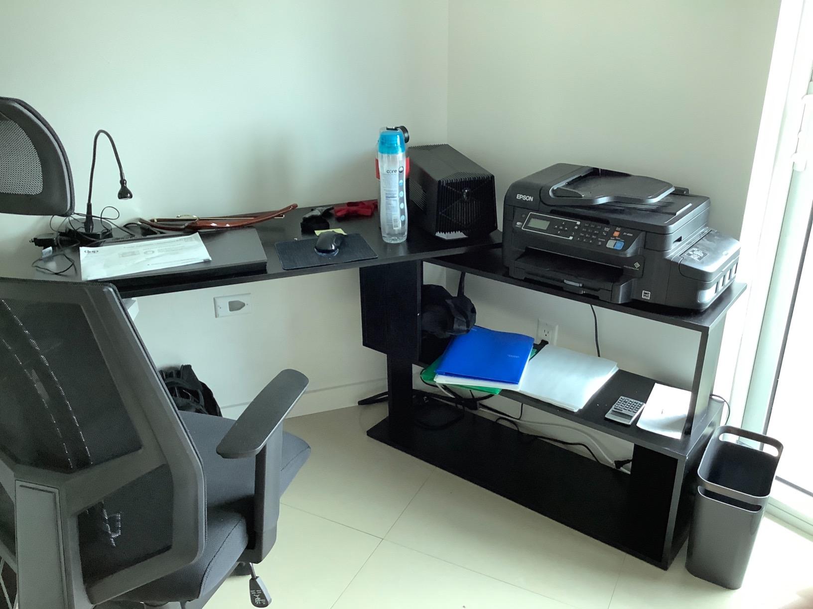 HOMCOM 360° Rotating Home Office Desk L Shaped Corner Computer Desk ...