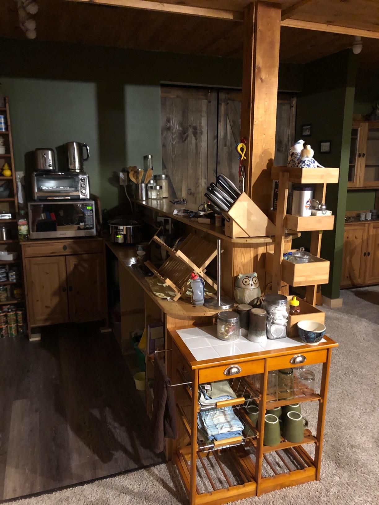 HOMCOM Wooden Rolling Kitchen Cart Tile Counter Top Utility Trolley ...