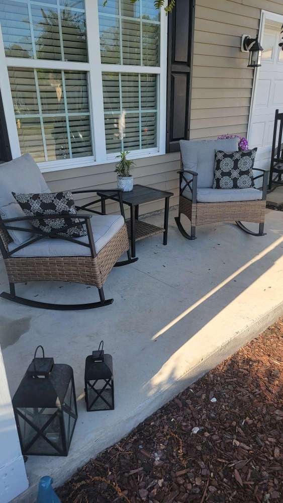 Outsunny 3 Piece Rocking Wicker Bistro Set, Outdoor Patio Furniture Set ...