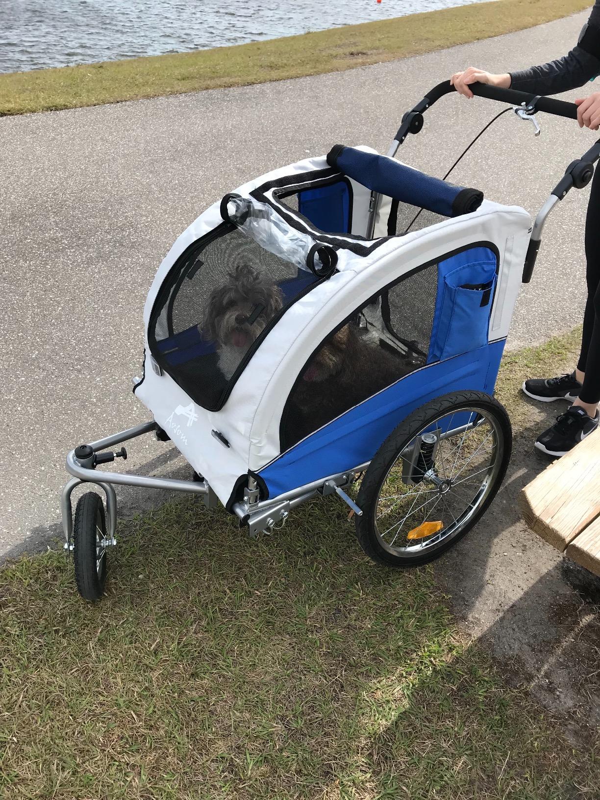 Aosom Dog Bike Trailer 2-In-1 Pet Stroller with Canopy and Storage ...
