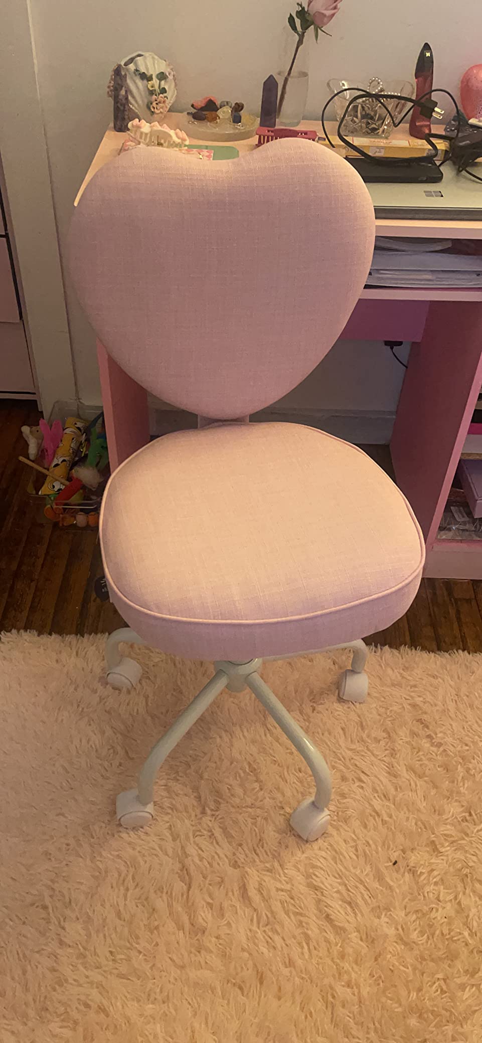 HOMCOM Computer Chair, Heart Love Shaped Back Design Office Chair with ...