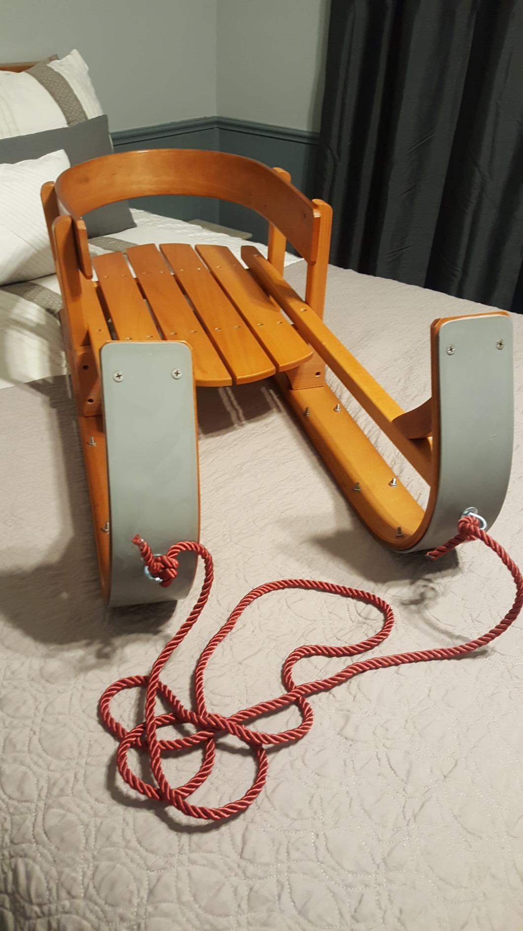 Soozier Children Snow Sled Wooden Sledge Ski Sliding Snowmobile Baby ...