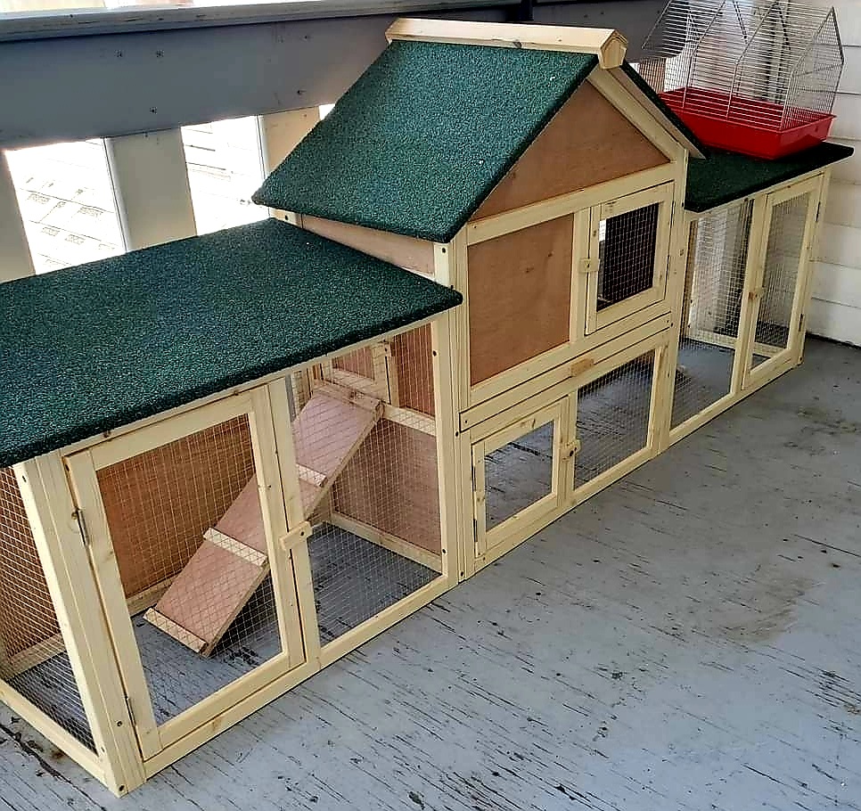PawHut Outdoor Rabbit House 83" 2 Story Deluxe XL Wooden Rabbit Hutch ...
