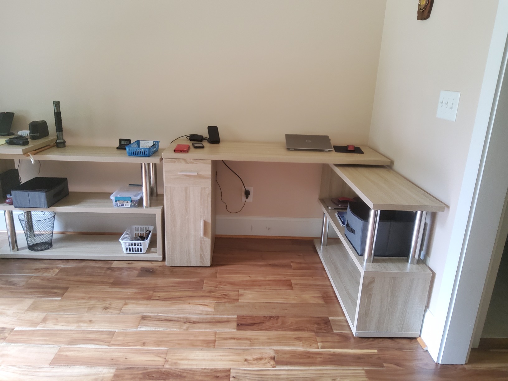 HOMCOM L-Shaped Rotating Computer Desk Home Office Study Workstation ...