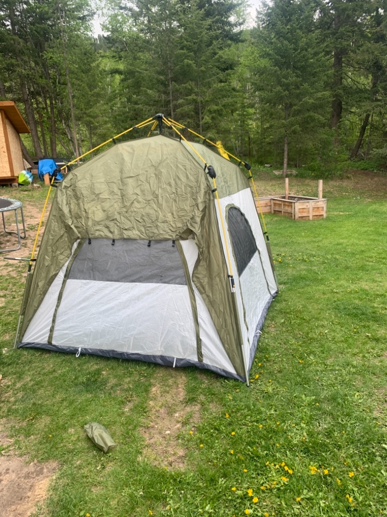 Outsunny Pop Up Camping Dome Tent Portable with 4 Doors and 4 Windows for 4 Person, Green ...