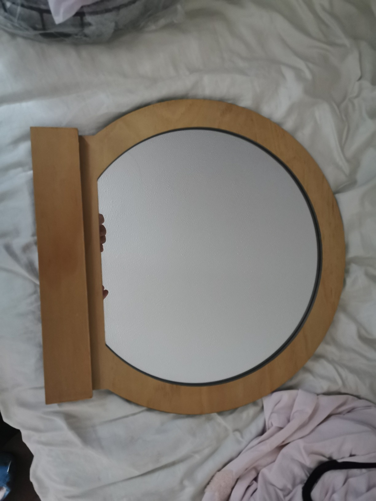 HOMCOM Vanity Table Set with Round Mirror 2 Large Drawers with Sliding ...