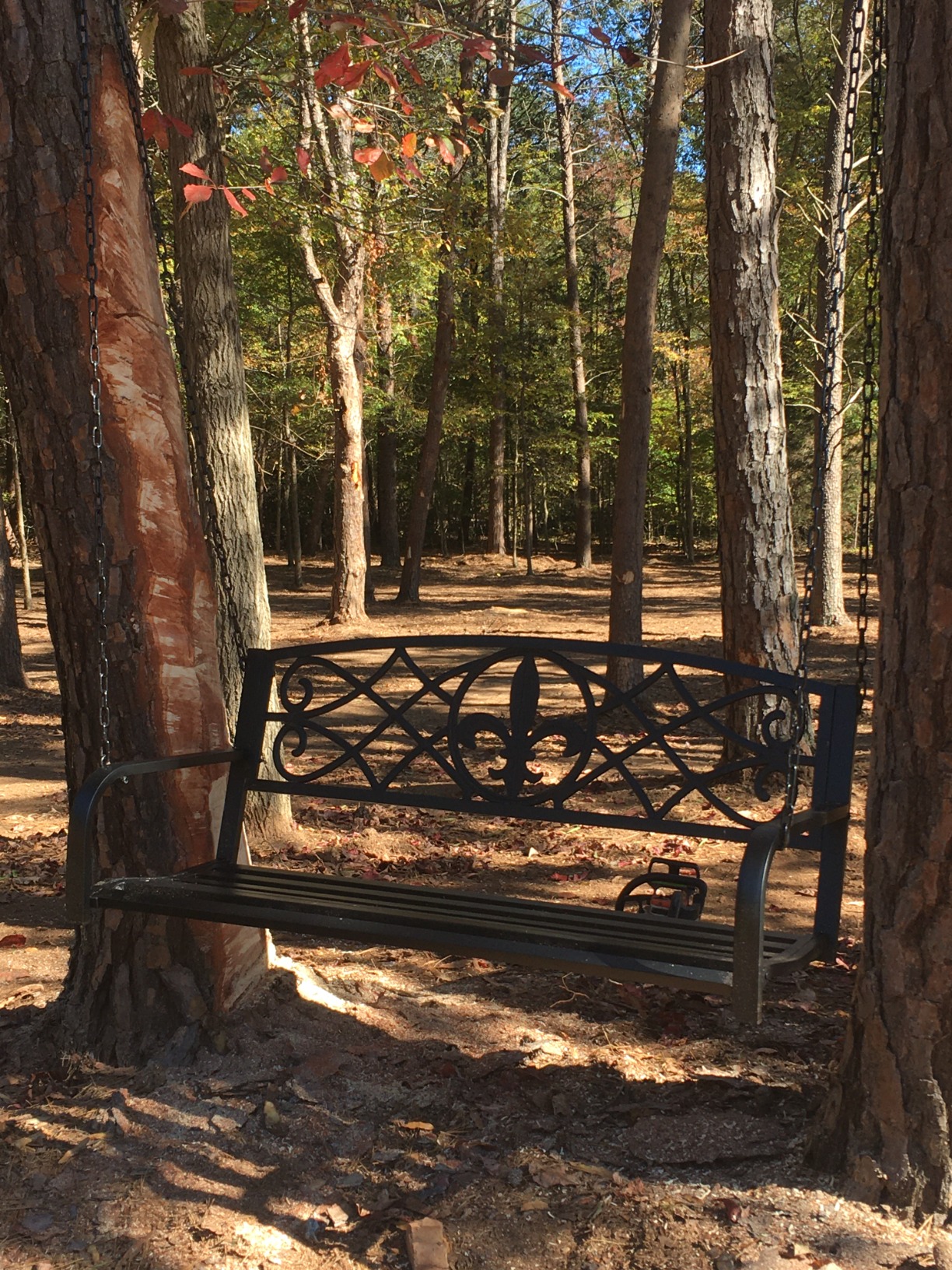 Outsunny Outdoor Steel Fleur-De-Lis Porch Swing Garden Hanging Bench ...