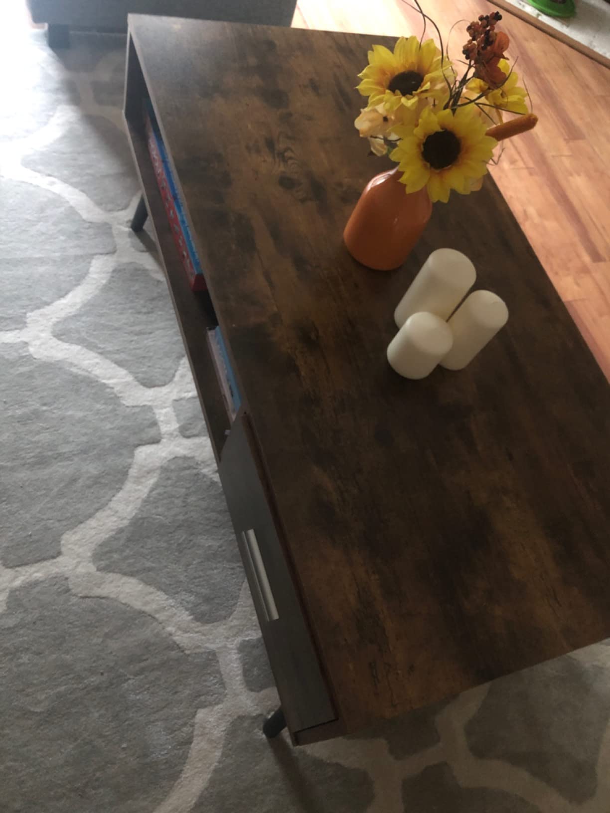 HOMCOM Retro Coffee Table with Storage Shelf and Drawer for Living Room ...