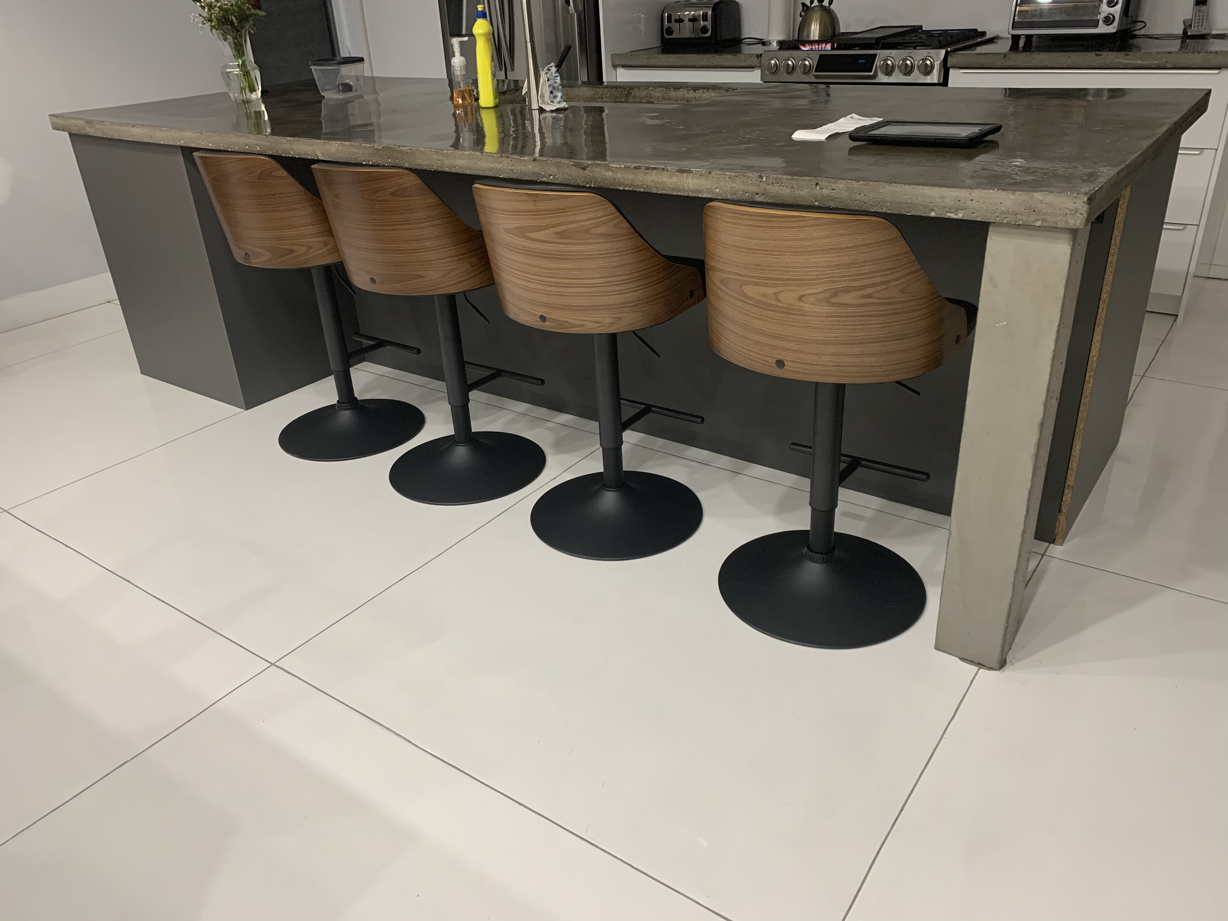 HOMCOM Modern Bar Stools PU Leather Set of 2 Swivel Bar Height ...