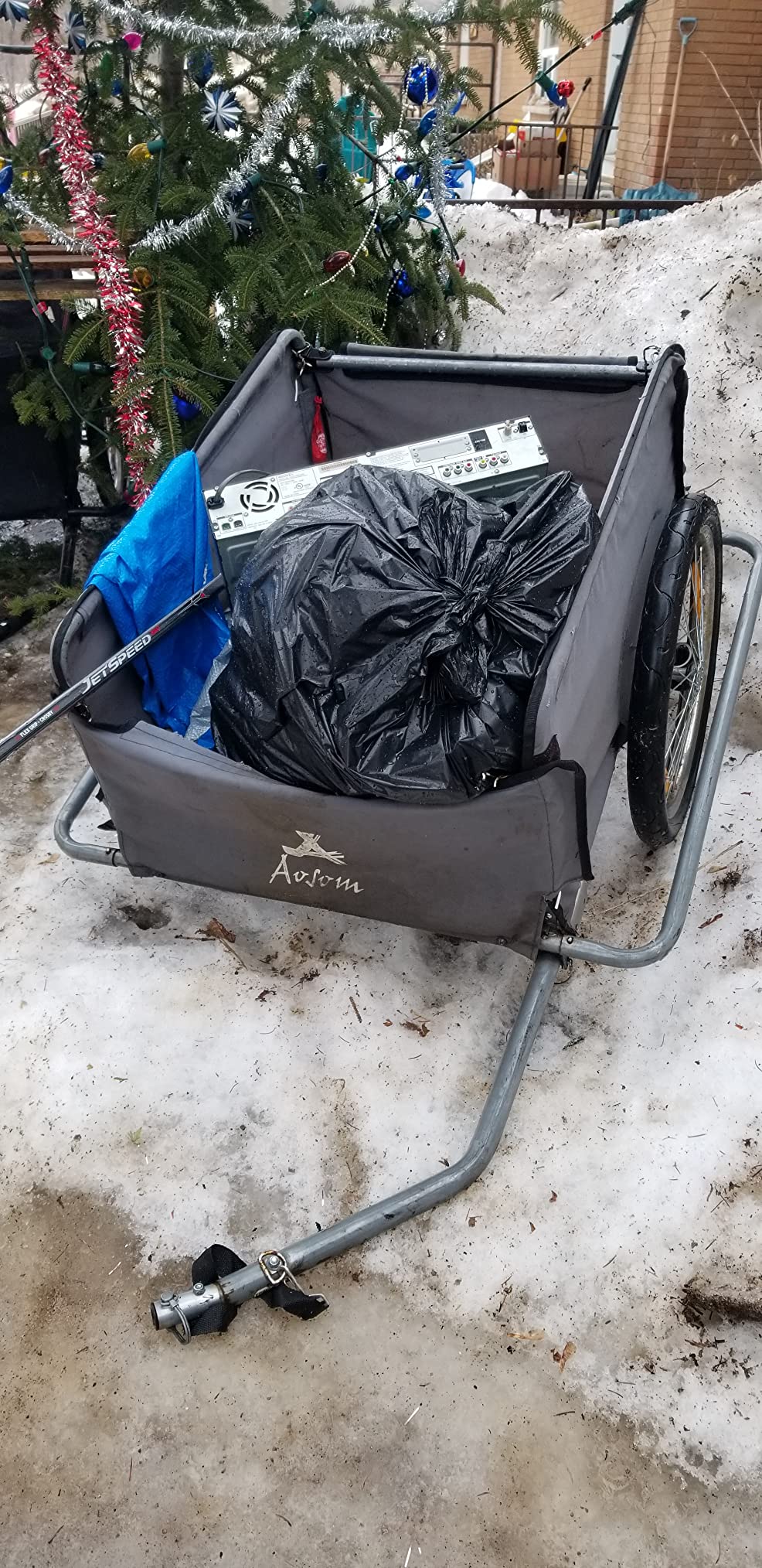 Aosom Cargo Bike Transport Trailer with Reflectors and Removable Cover ...