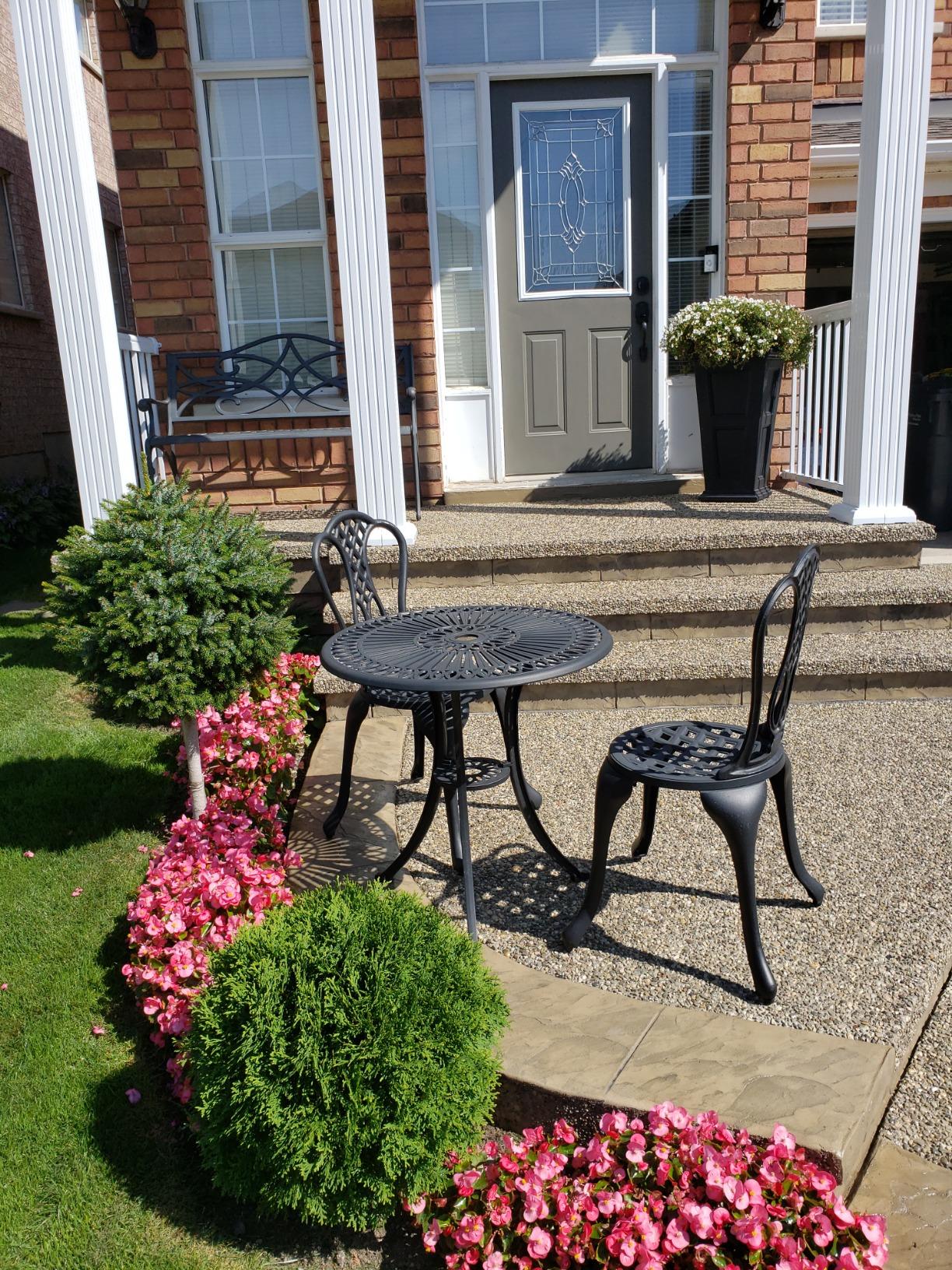 Outsunny Garden Cast Aluminum Cafe Bistro Set Outdoor Furniture Table ...
