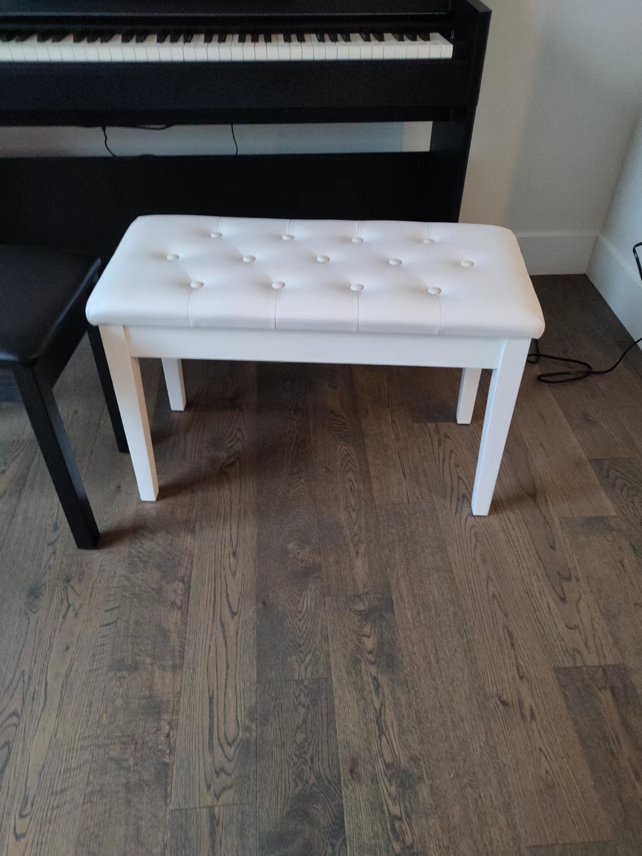 HOMCOM Traditional Country Birchwood Faux Leather Padded 2 Person Piano ...