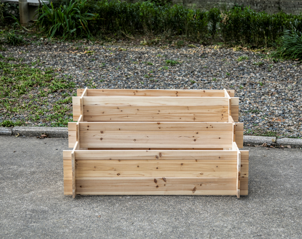 Outsunny 3-Tier Wood Raised Garden Bed, Elevated Planting Box, Outdoor ...
