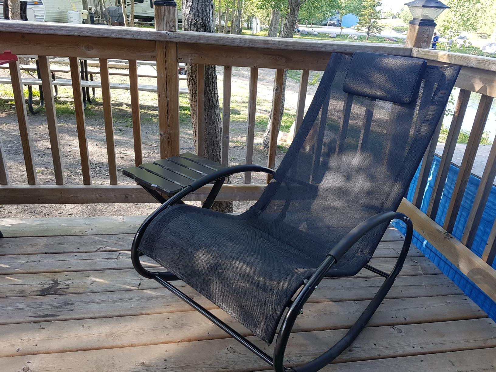 Outsunny Patio Texteline Rocking Lounge Chair Orbital Zero Gravity ...