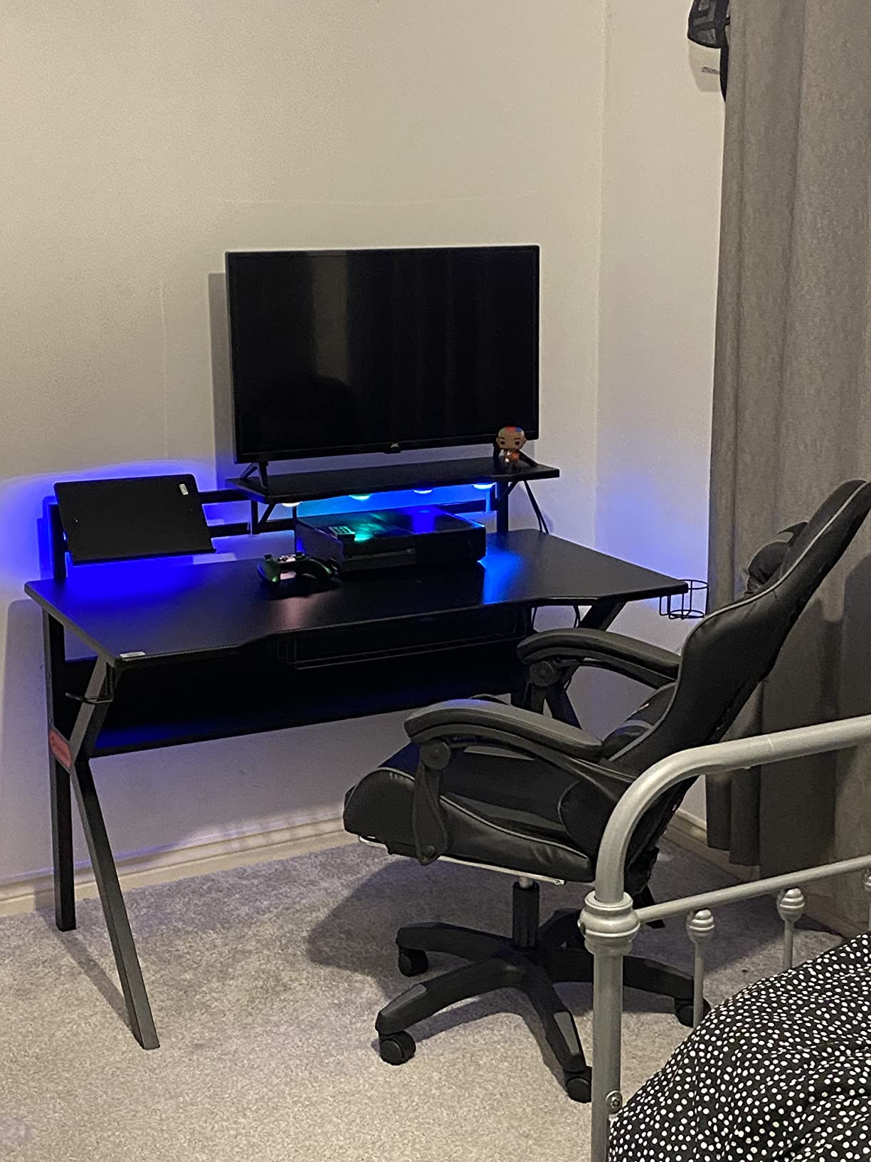 HOMCOM Gaming Desk Computer Table for Gamer with Cup Holder Headphone ...