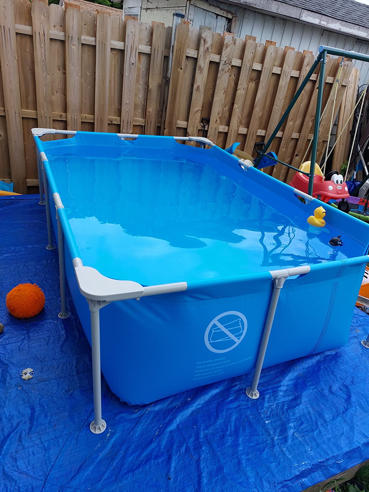 Outsunny 8.3ft x 5ft x 26in Frame Above Ground Swimming Pool Set with ...