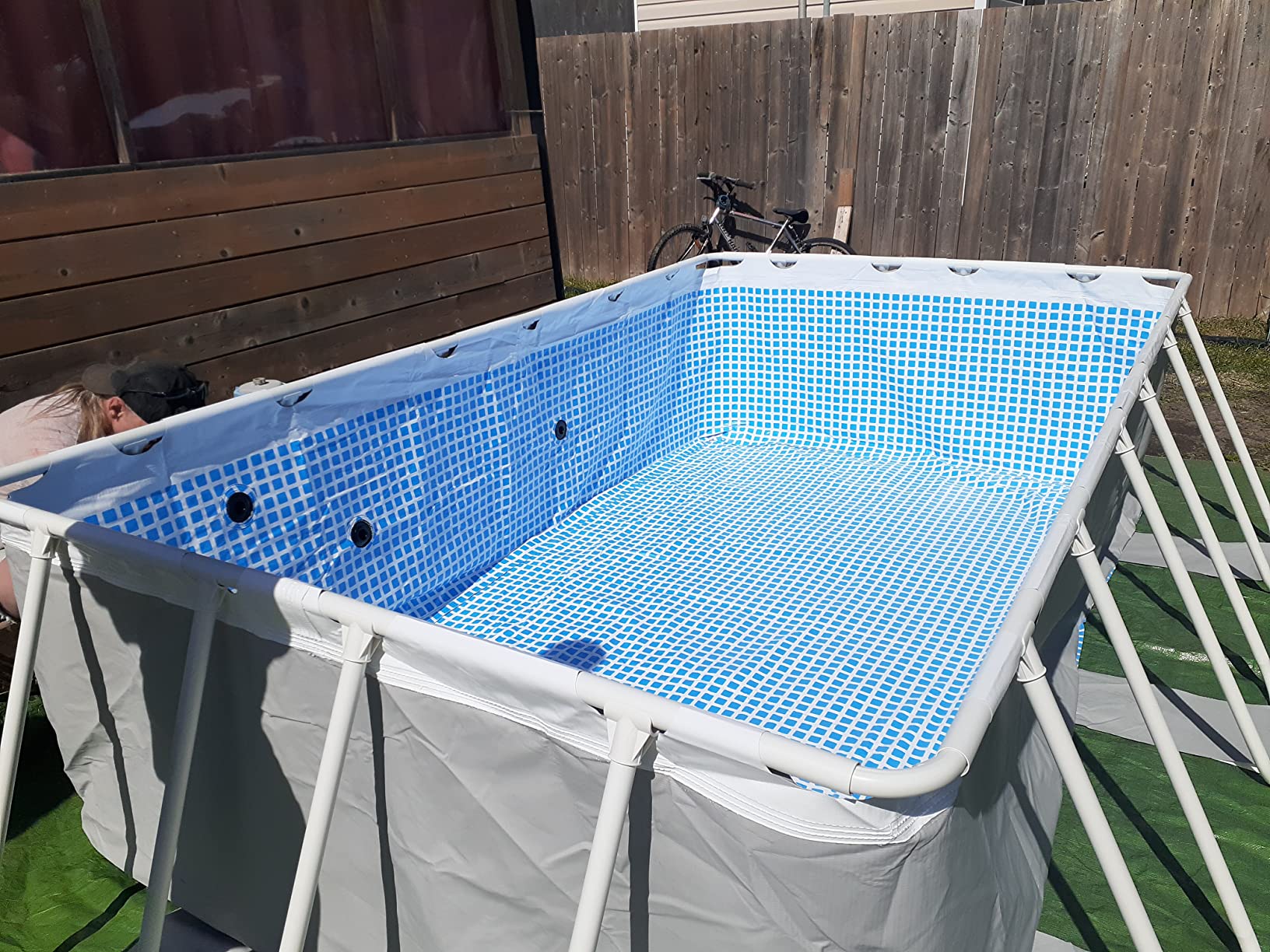 Outsunny 11ft x 7ft x 32in Steel Frame Pool with Filter Pump, Outdoor ...