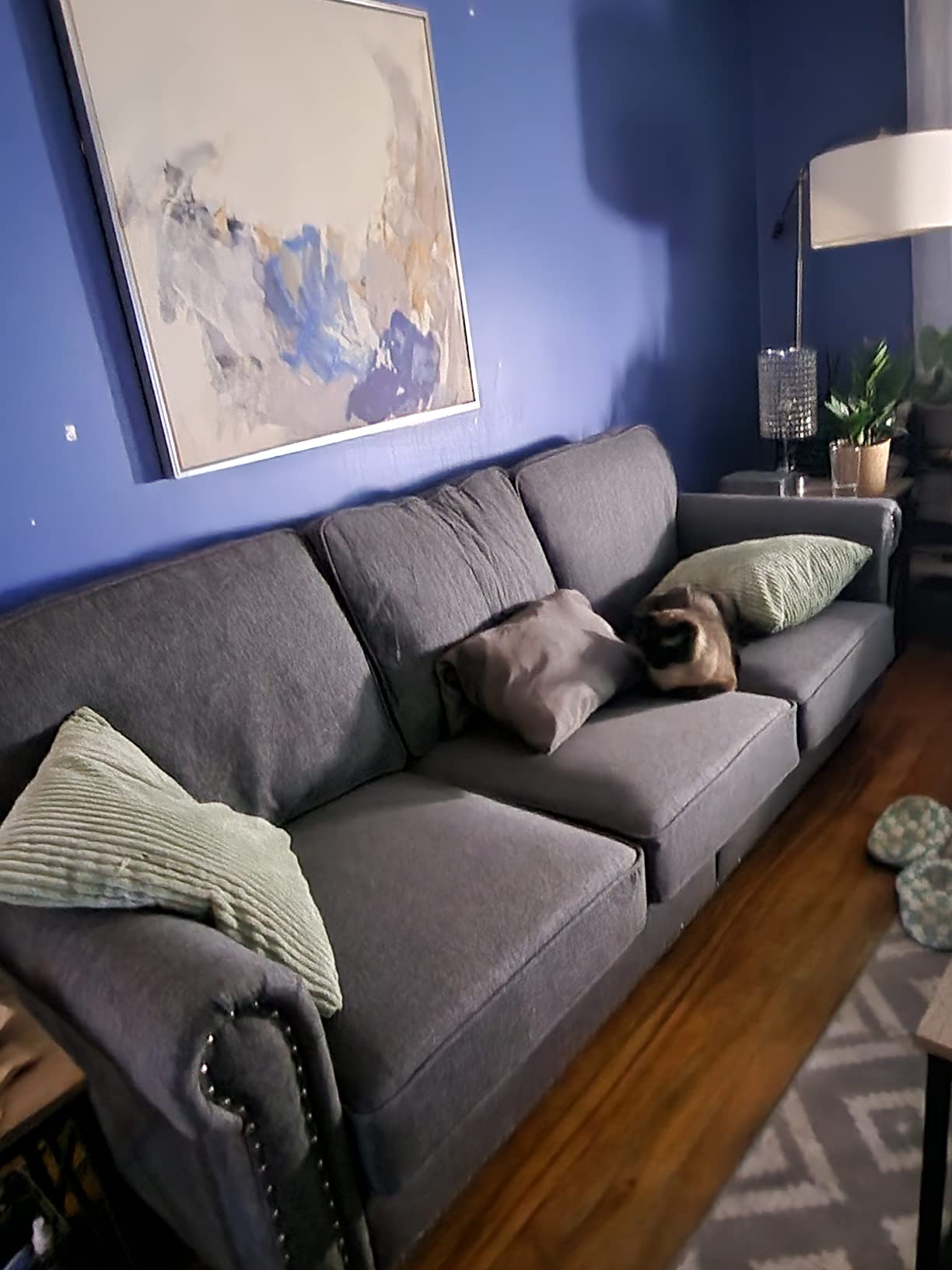 HOMCOM 3-Seater Sofa Couch, 81" Modern Linen Fabric Sofa with ...