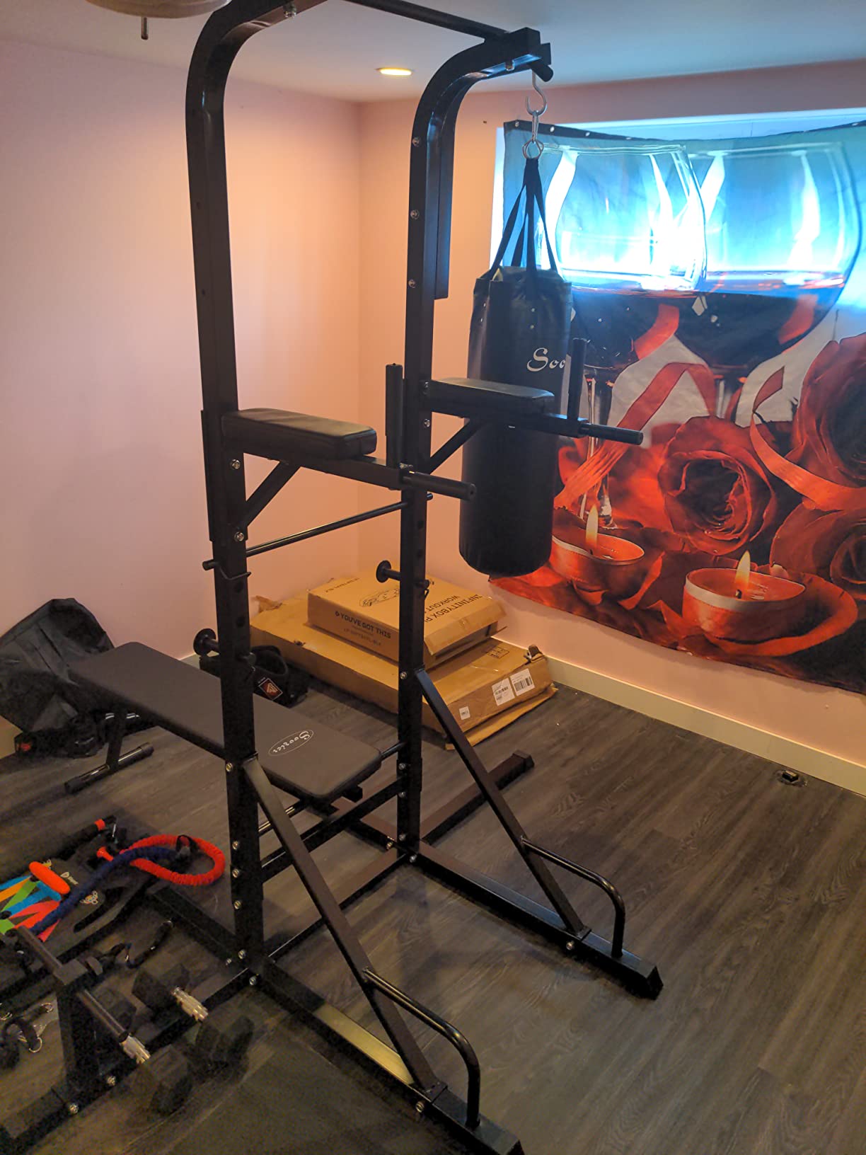 Soozier 86" Full Body Power Tower Home Gym Fitness Station with ...