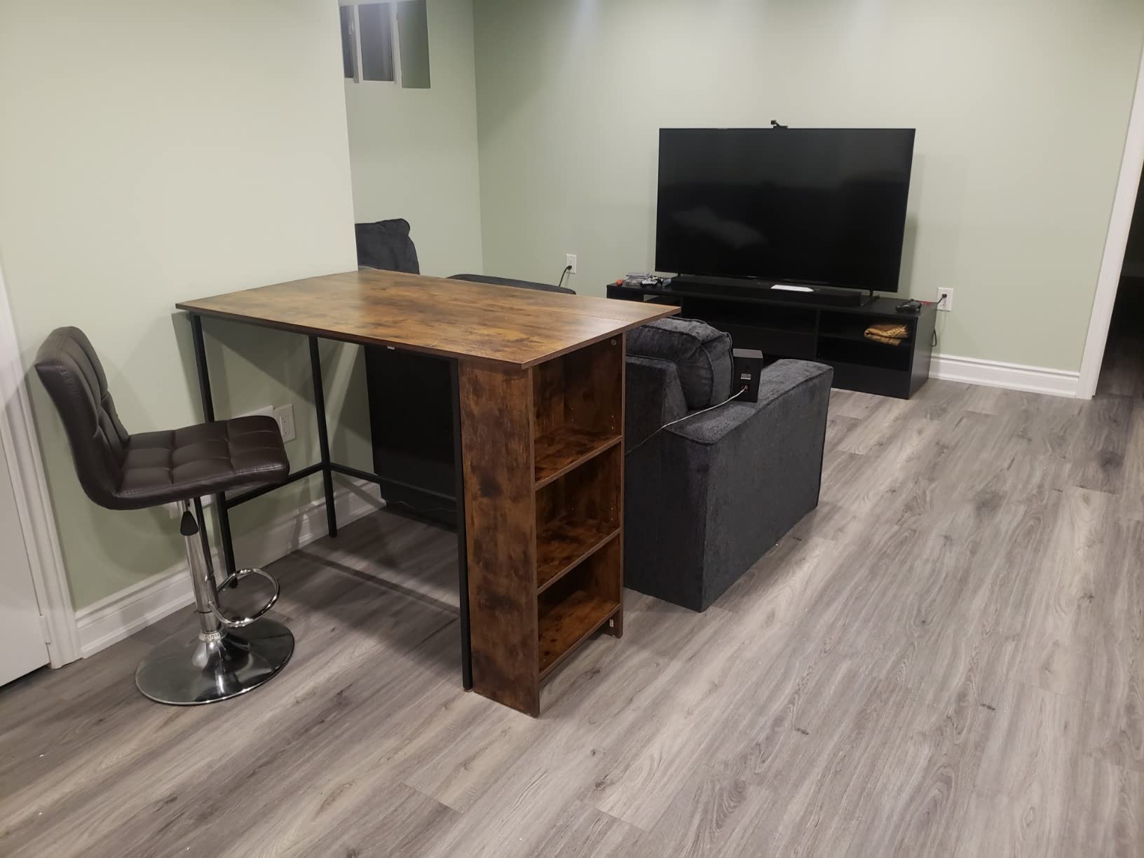 HOMCOM Extendable Bar Table with Storage, Counter Height Table ...