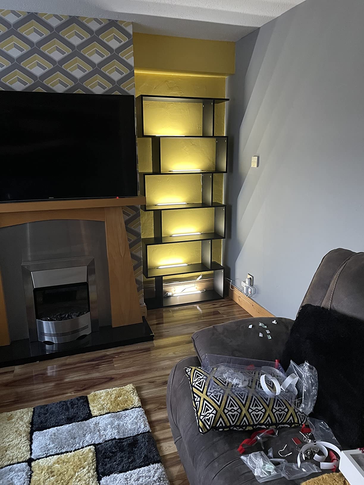 HOMCOM Wooden S Shape Bookcase 6 Shelves Storage Display Home Office ...