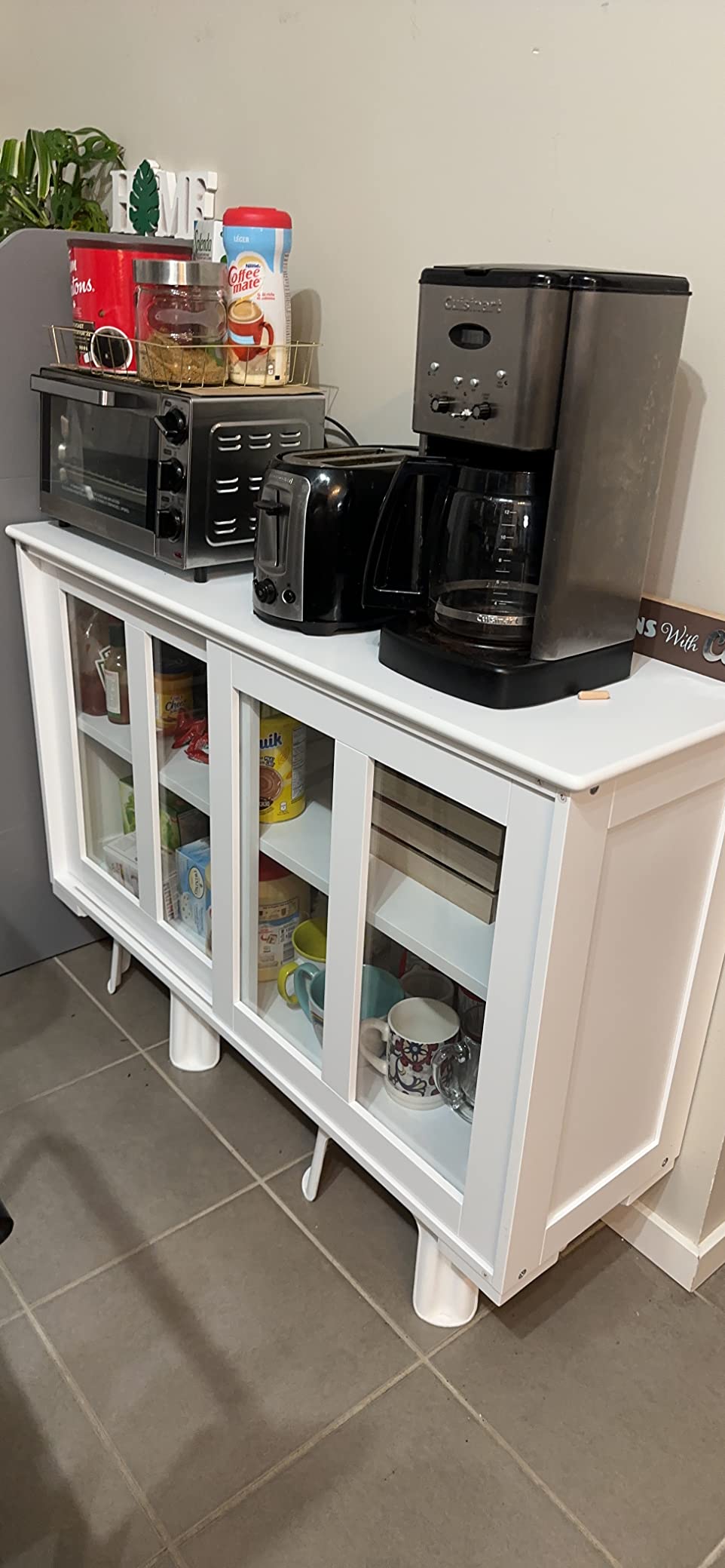 HOMCOM Modern Kitchen Sideboard, Stackable Storage Cabinet, Sliding ...