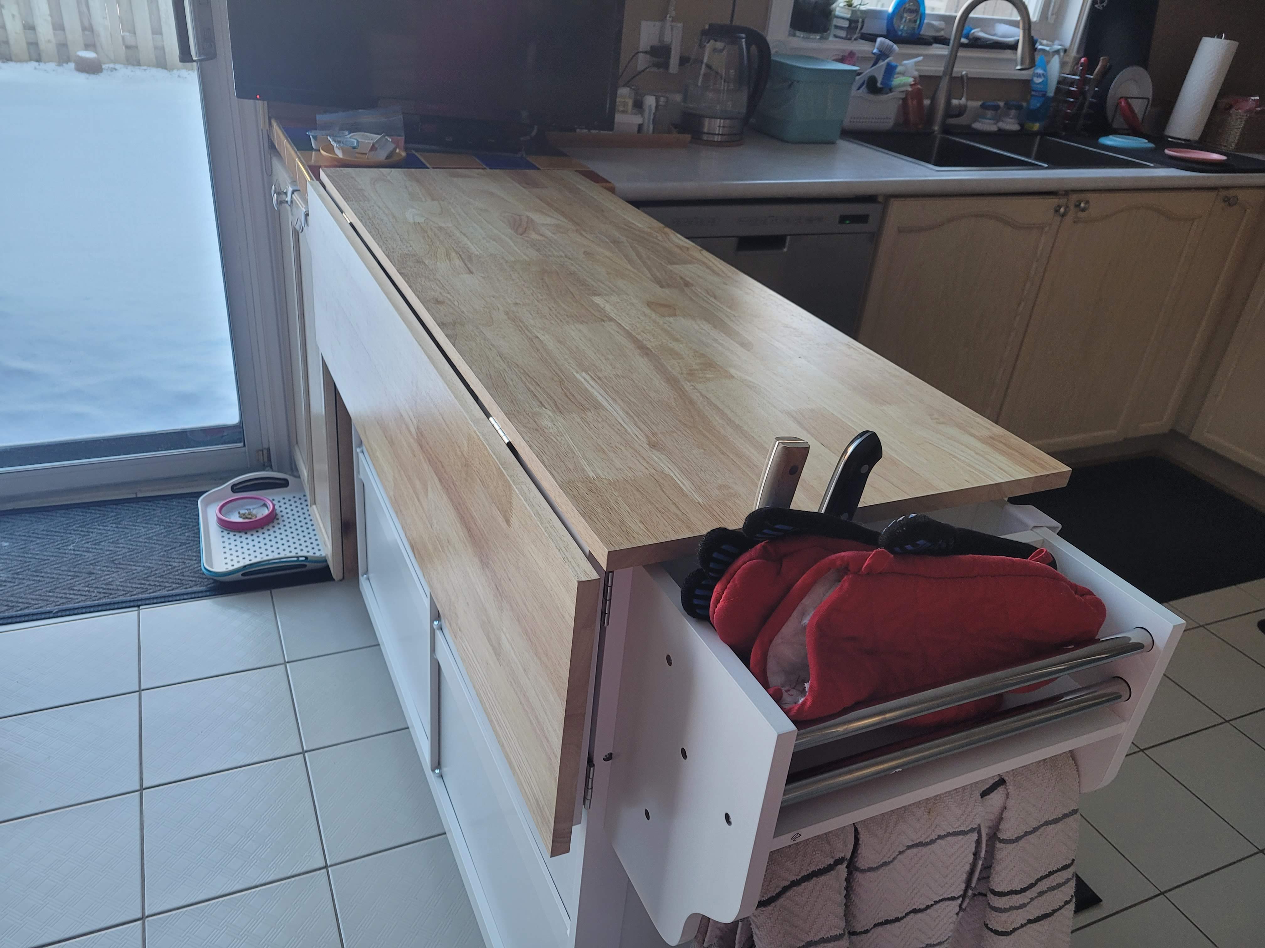 HOMCOM Rolling Kitchen Island on Wheels Utility Cart with Drop-Leaf and ...