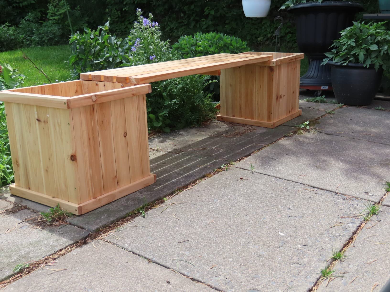 Outsunny Wooden Garden Planter with Bench Raised Garden Bed Bench for ...